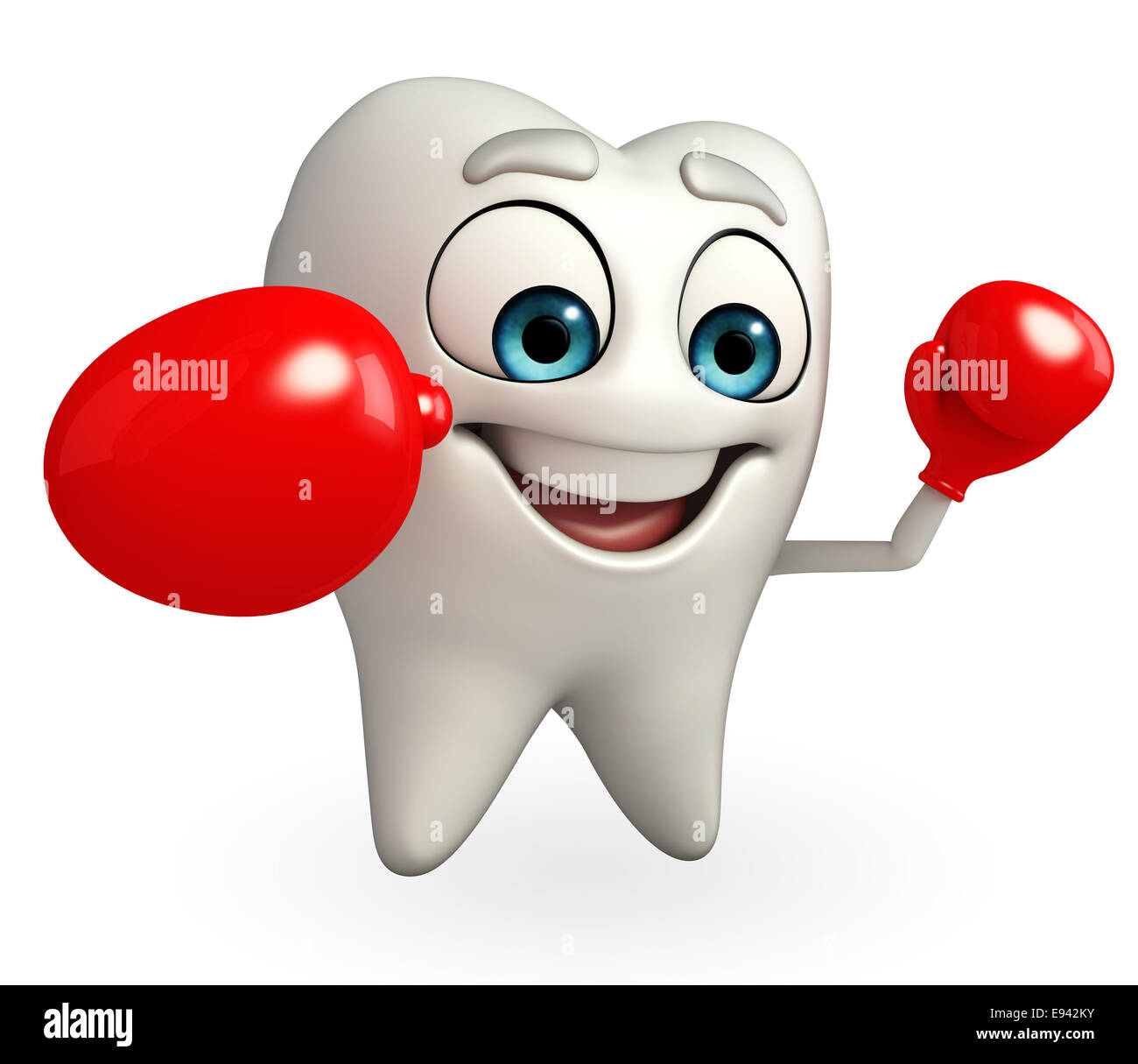 Cartoon character of teeth with Boxing Gloves Stock Photo - Alamy