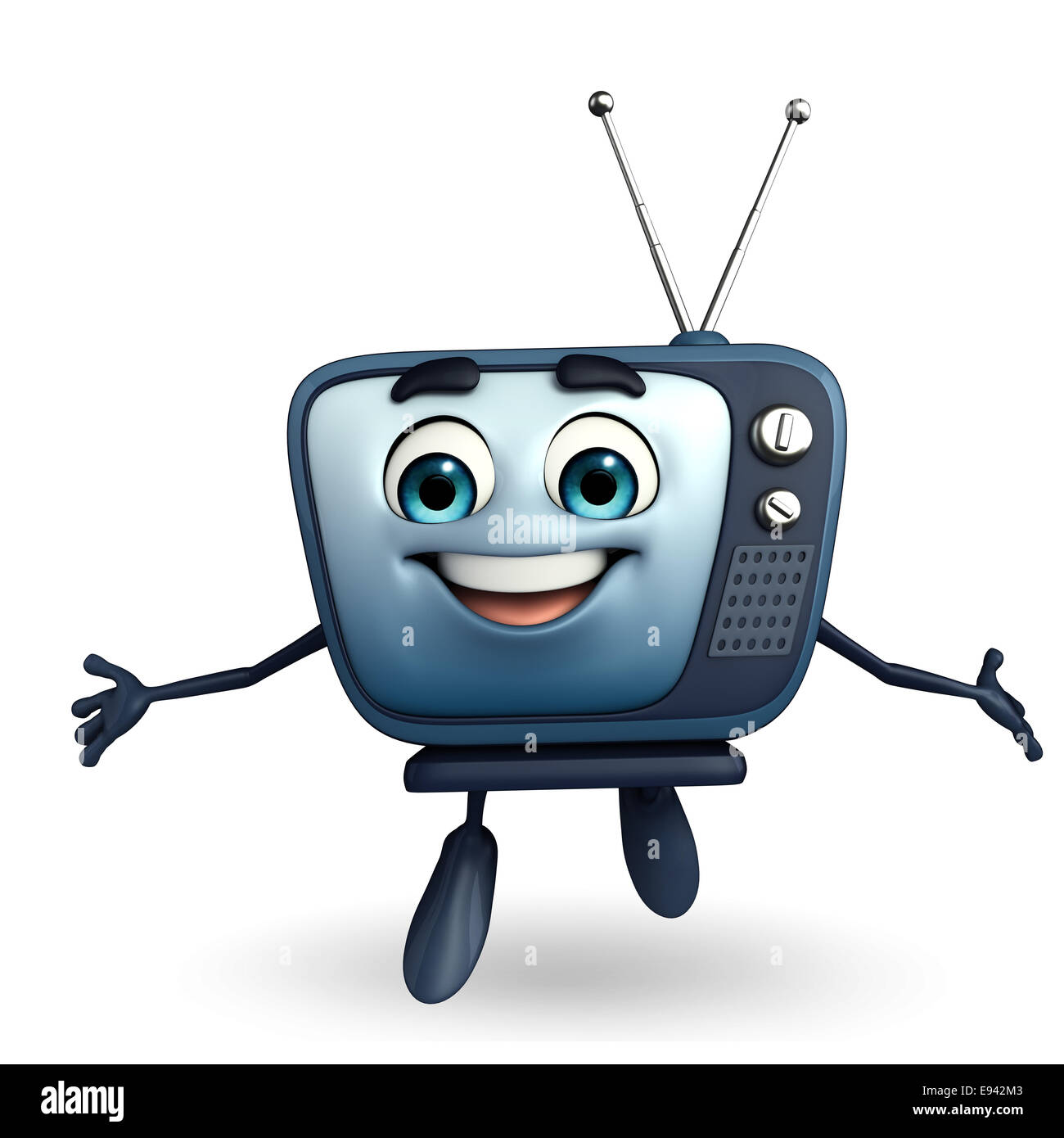 Cartoon Character of TV is running Stock Photo - Alamy