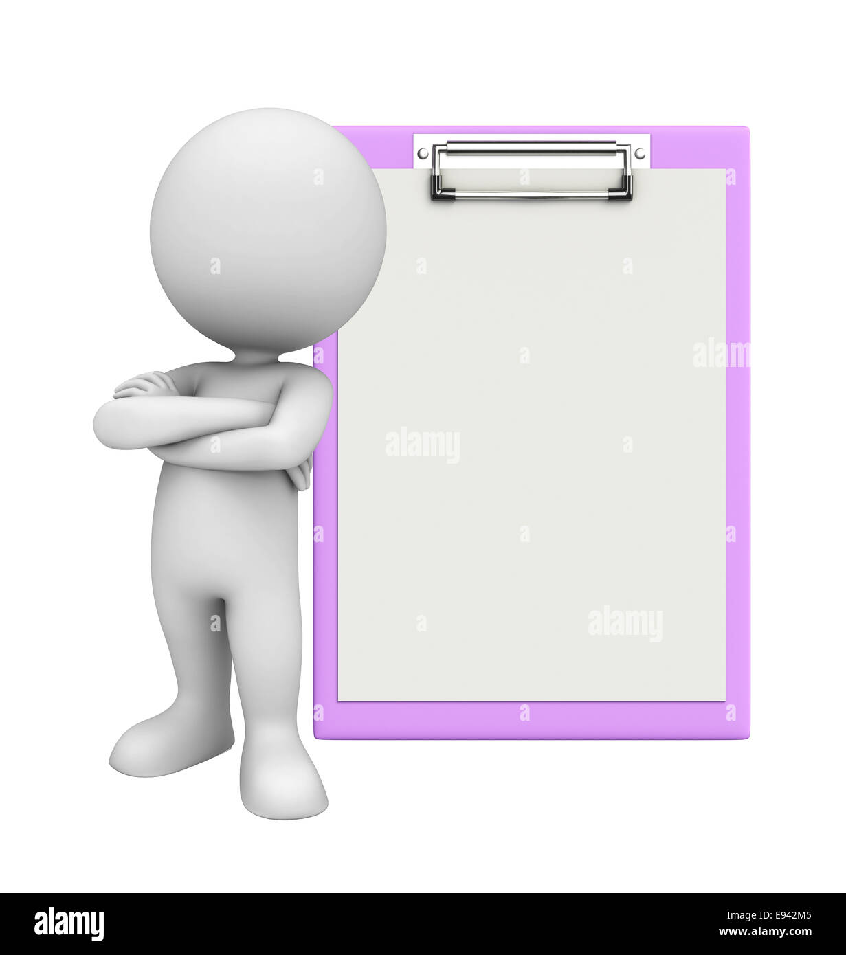 Illustration of white character with notepad Stock Photo - Alamy