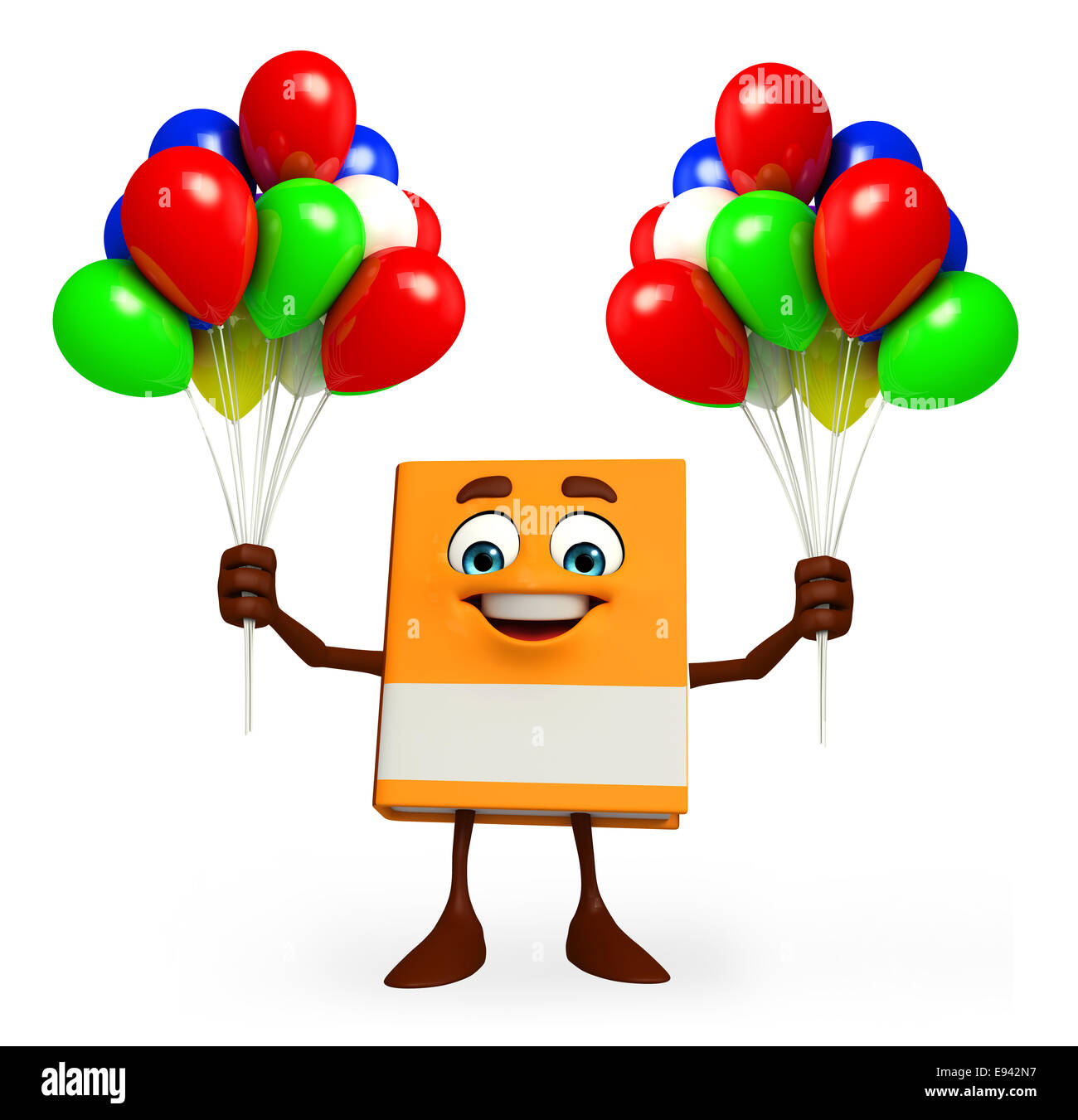 Cartoon Character of Book with balloons Stock Photo - Alamy