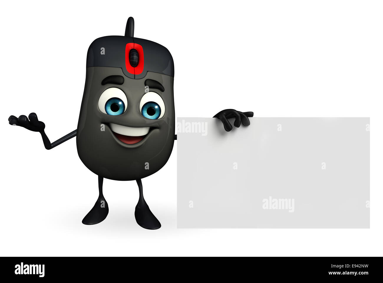 Cartoon Character of Computer Mouse with sign Stock Photo - Alamy