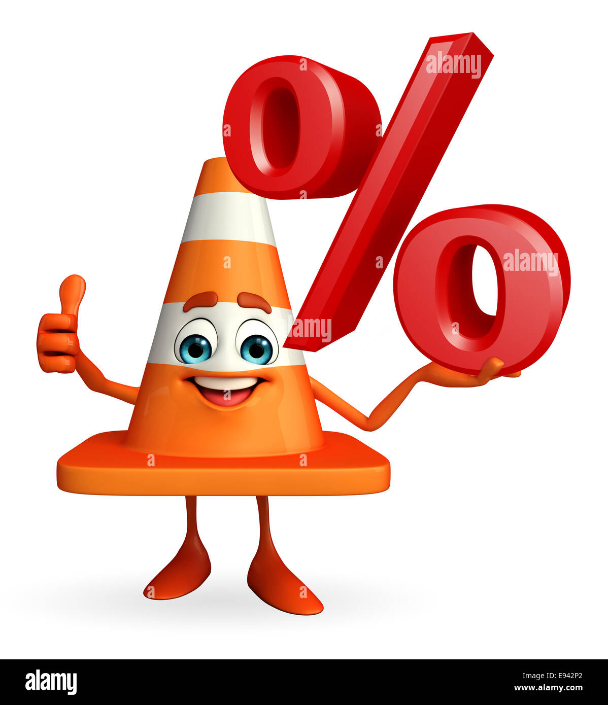 Cartoon Character of Construction cone with percent sign Stock Photo ...