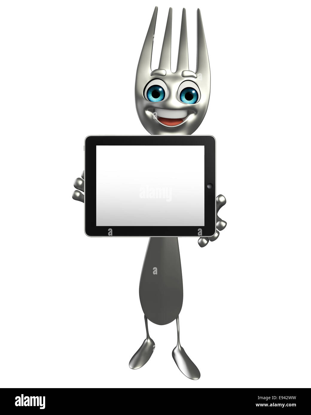 Cartoon character of fork with tab Stock Photo - Alamy