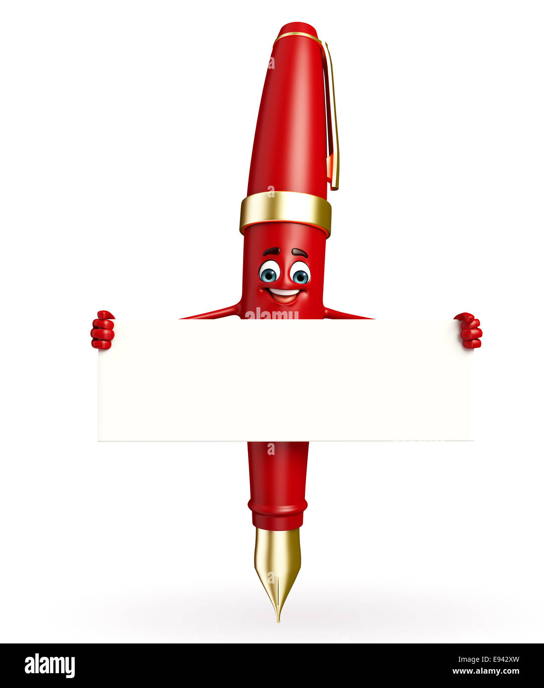 Cartoon Chatacter of Pen with sign Stock Photo - Alamy