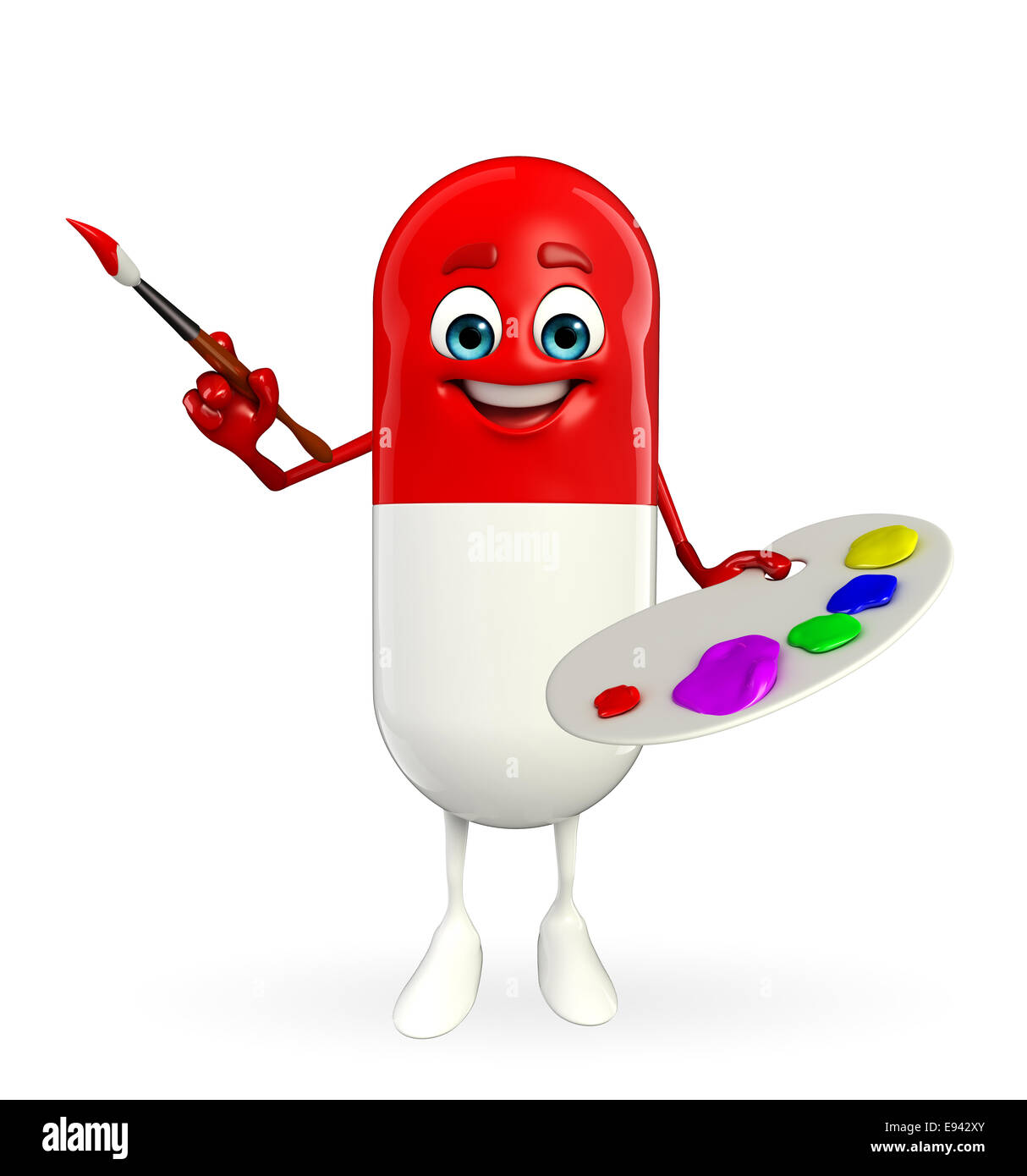 Cartoon character of pill with Color plate Stock Photo - Alamy