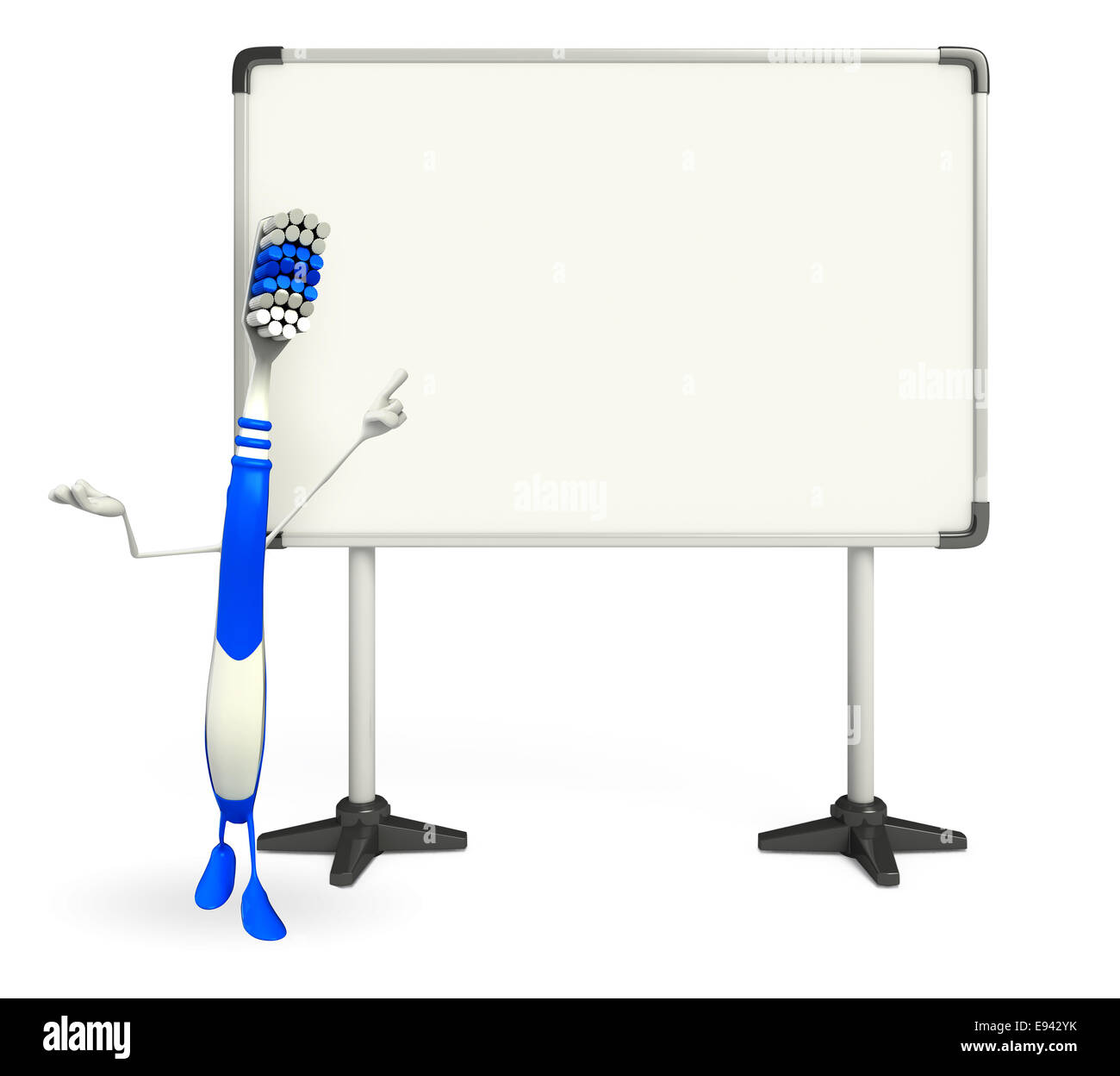 Cartoon Character of toothbrush with display board Stock Photo - Alamy