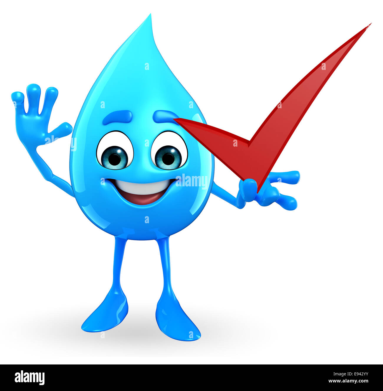Cartoon Character Of Water Drop with right sign Stock Photo - Alamy