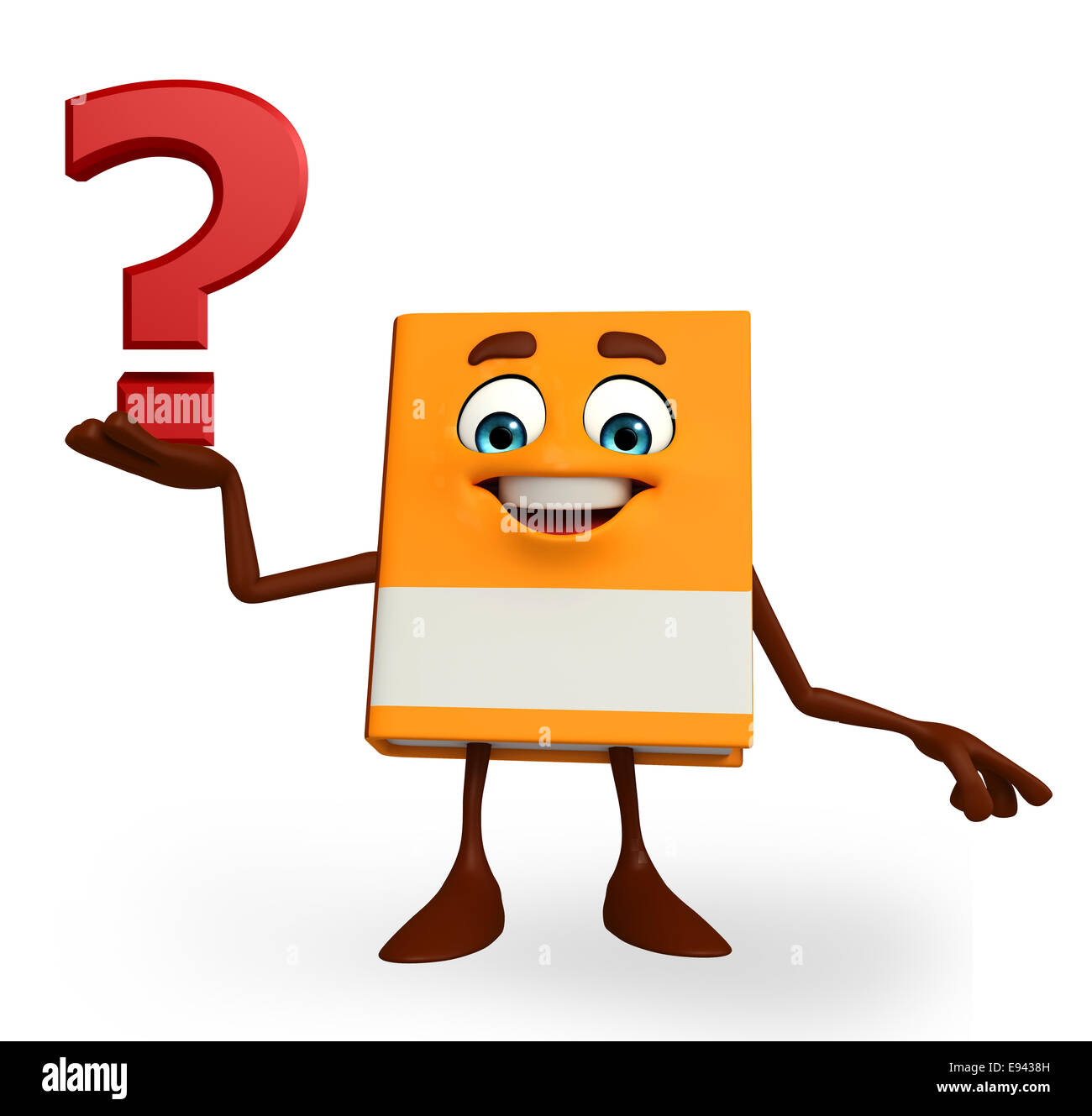 Cartoon Character of Book with question mark Stock Photo - Alamy