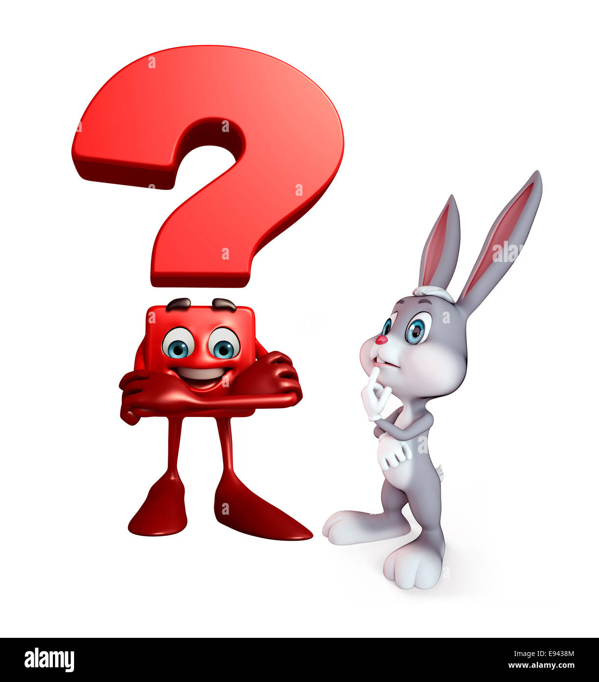 Cartoon Character of Easter Bunny with question mark sign Stock Photo ...