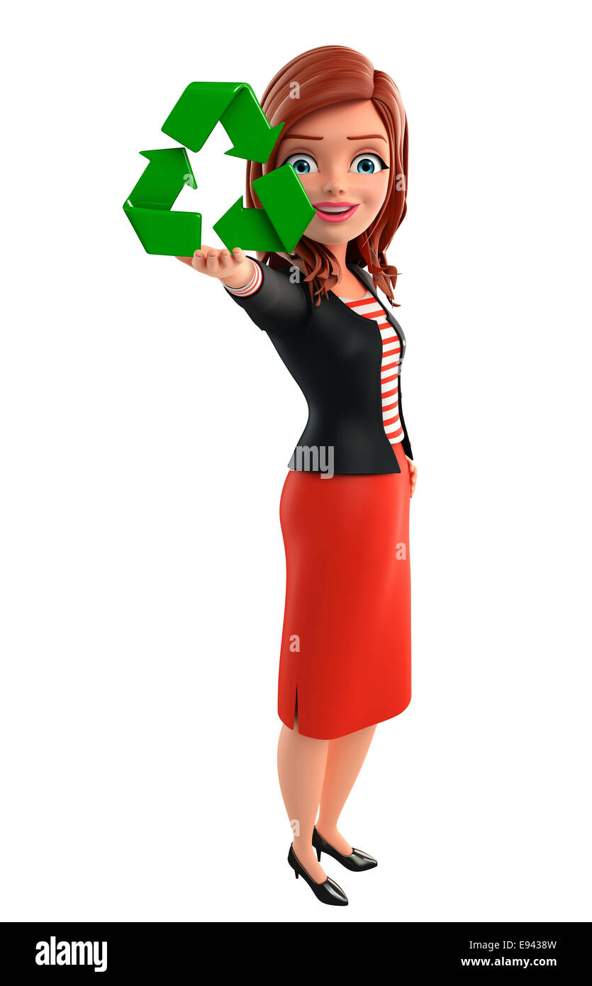Illustration of corporate lady with recycle icon Stock Photo - Alamy