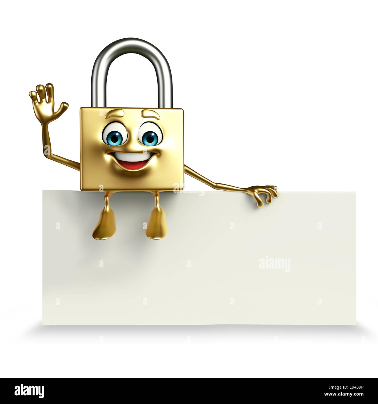 Cartoon Character of lock with sign Stock Photo - Alamy