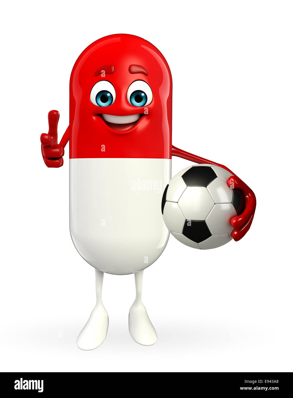 Cartoon character of pill with football Stock Photo - Alamy