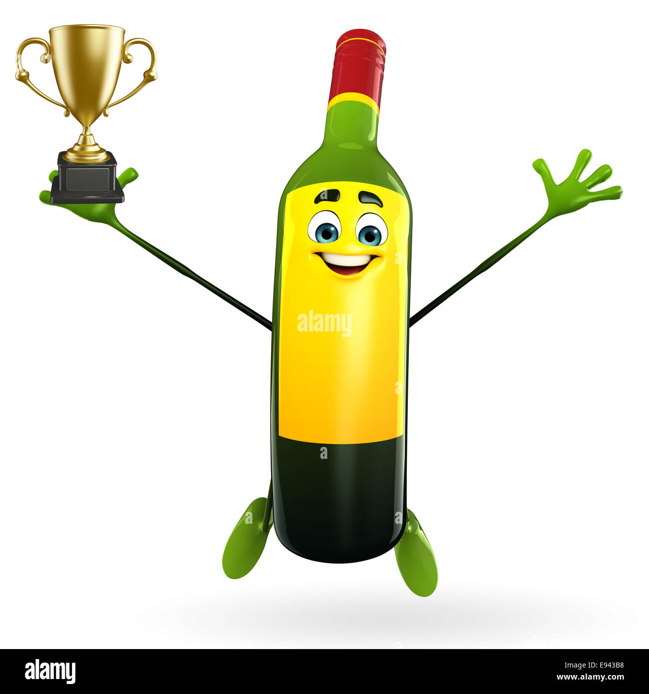 Cartoon Character of Wine Bottle with trophy Stock Photo - Alamy