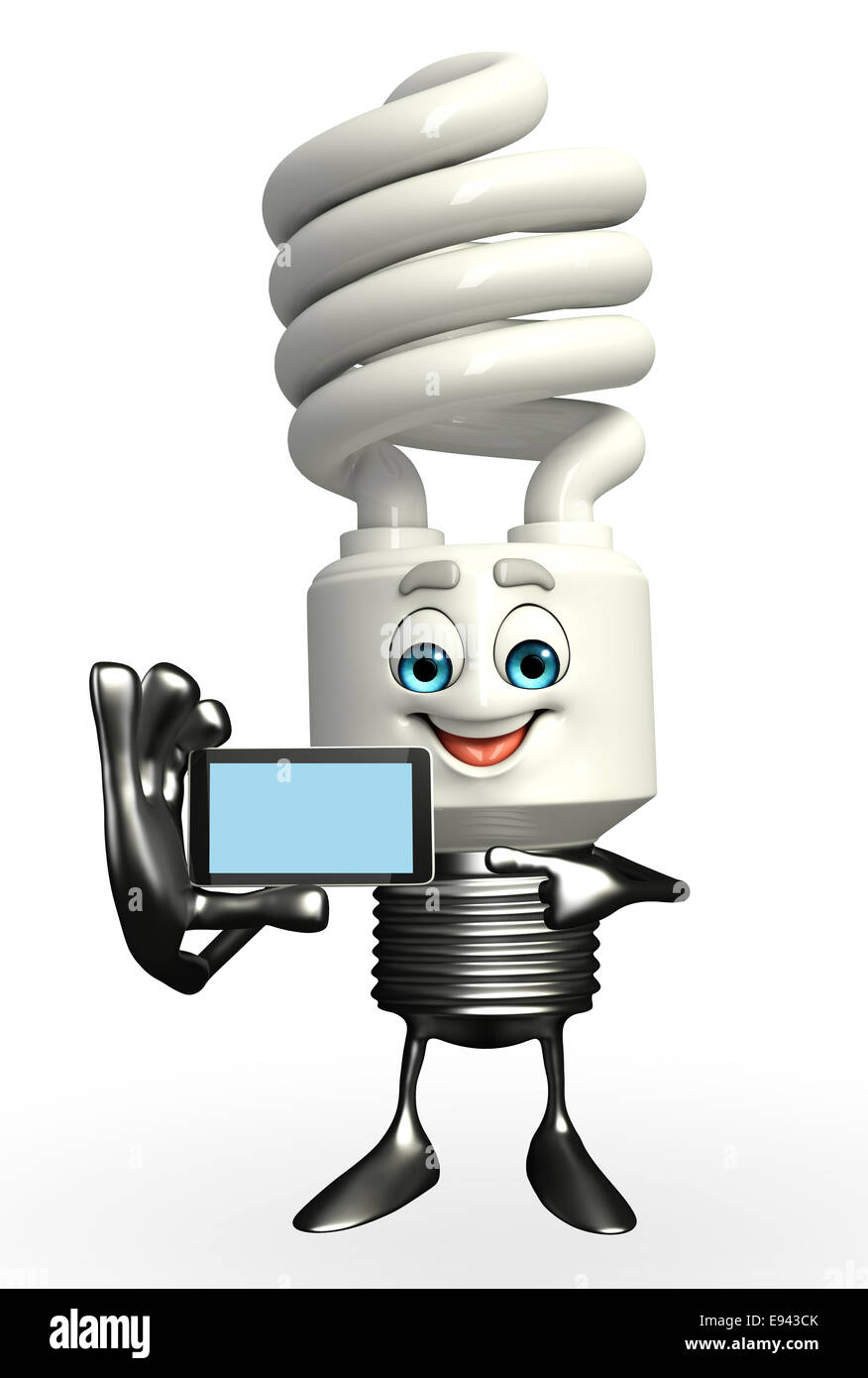 Cartoon Character of CFL with mobile Stock Photo - Alamy