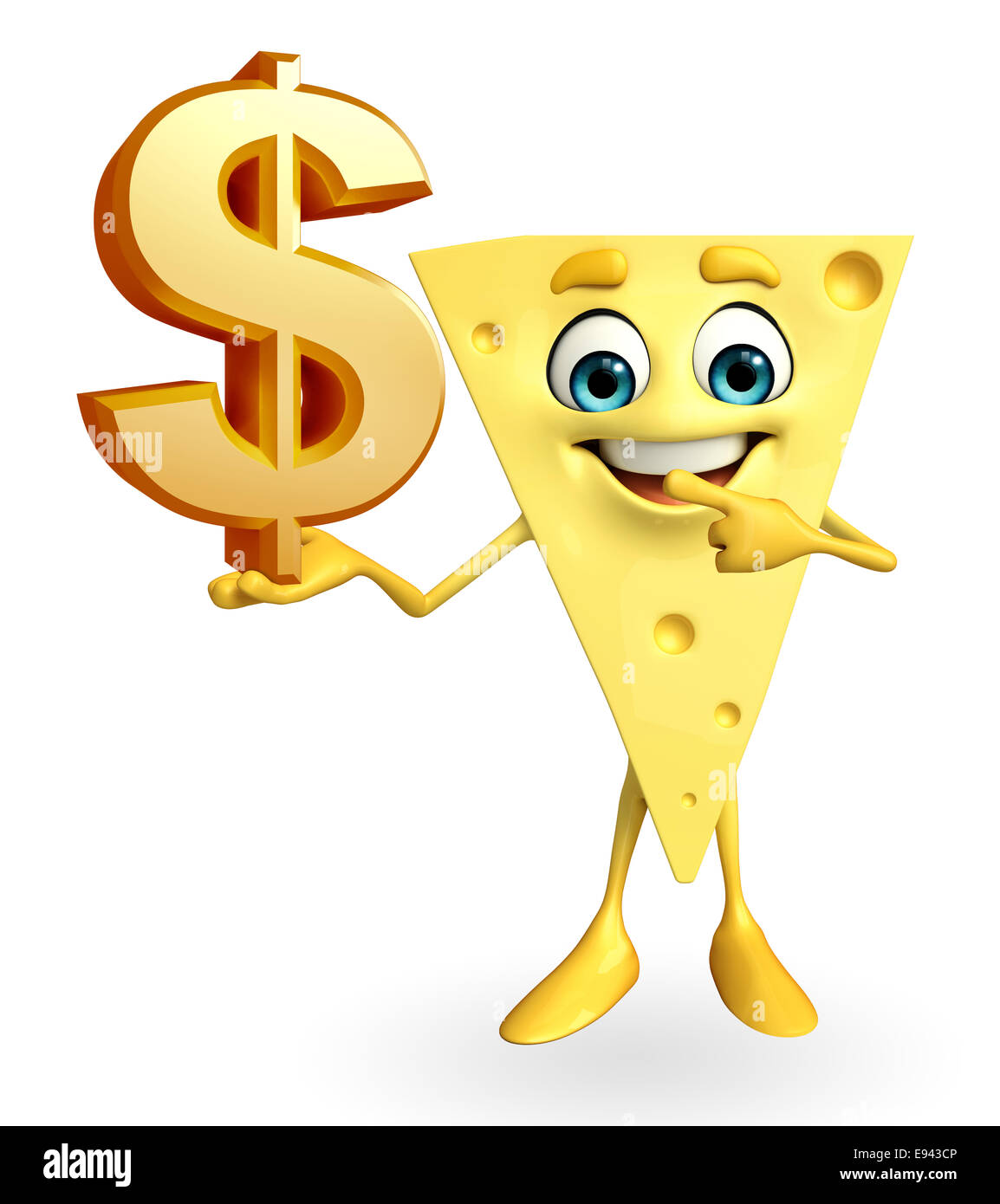 Cartoon Character of Cheese with dollar sign Stock Photo - Alamy