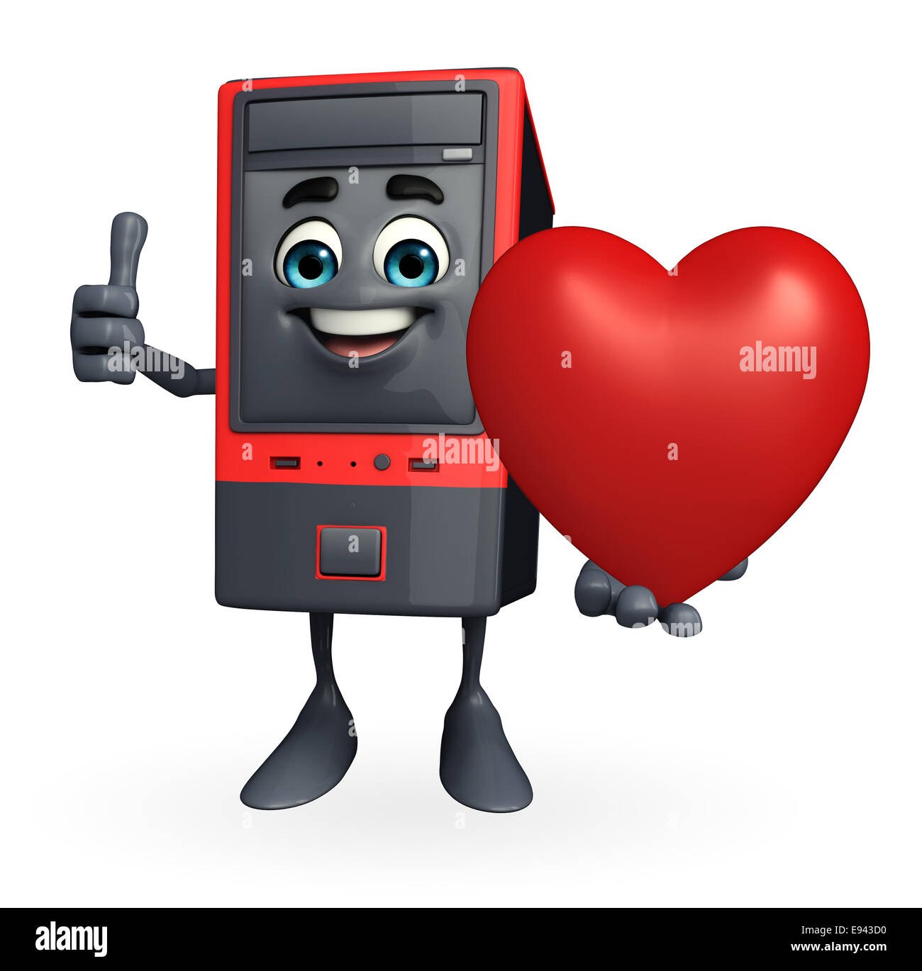Cartoon Character of Computer Cabinet with heart Stock Photo - Alamy