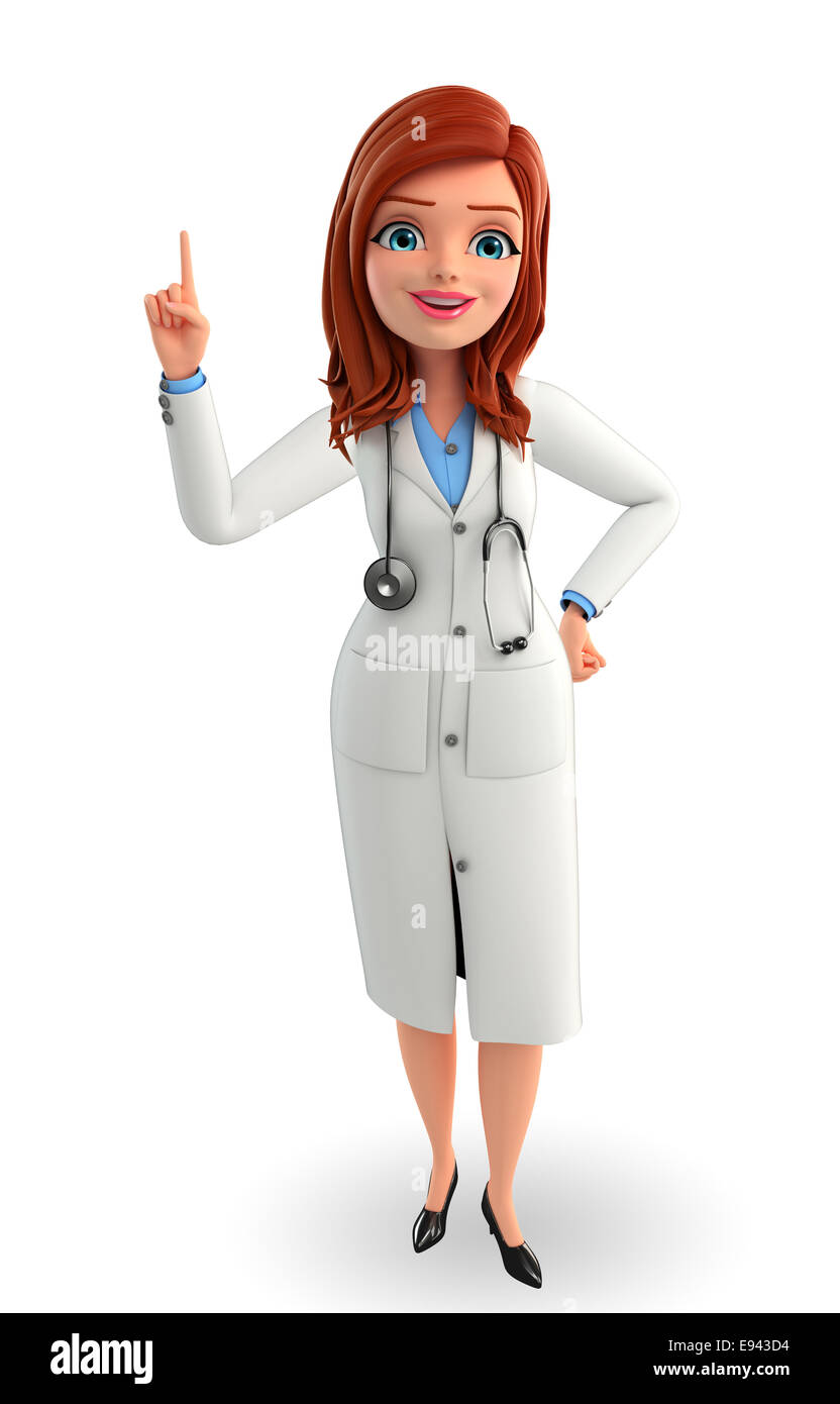 Illustration of Young Doctor with pointing pose Stock Photo - Alamy