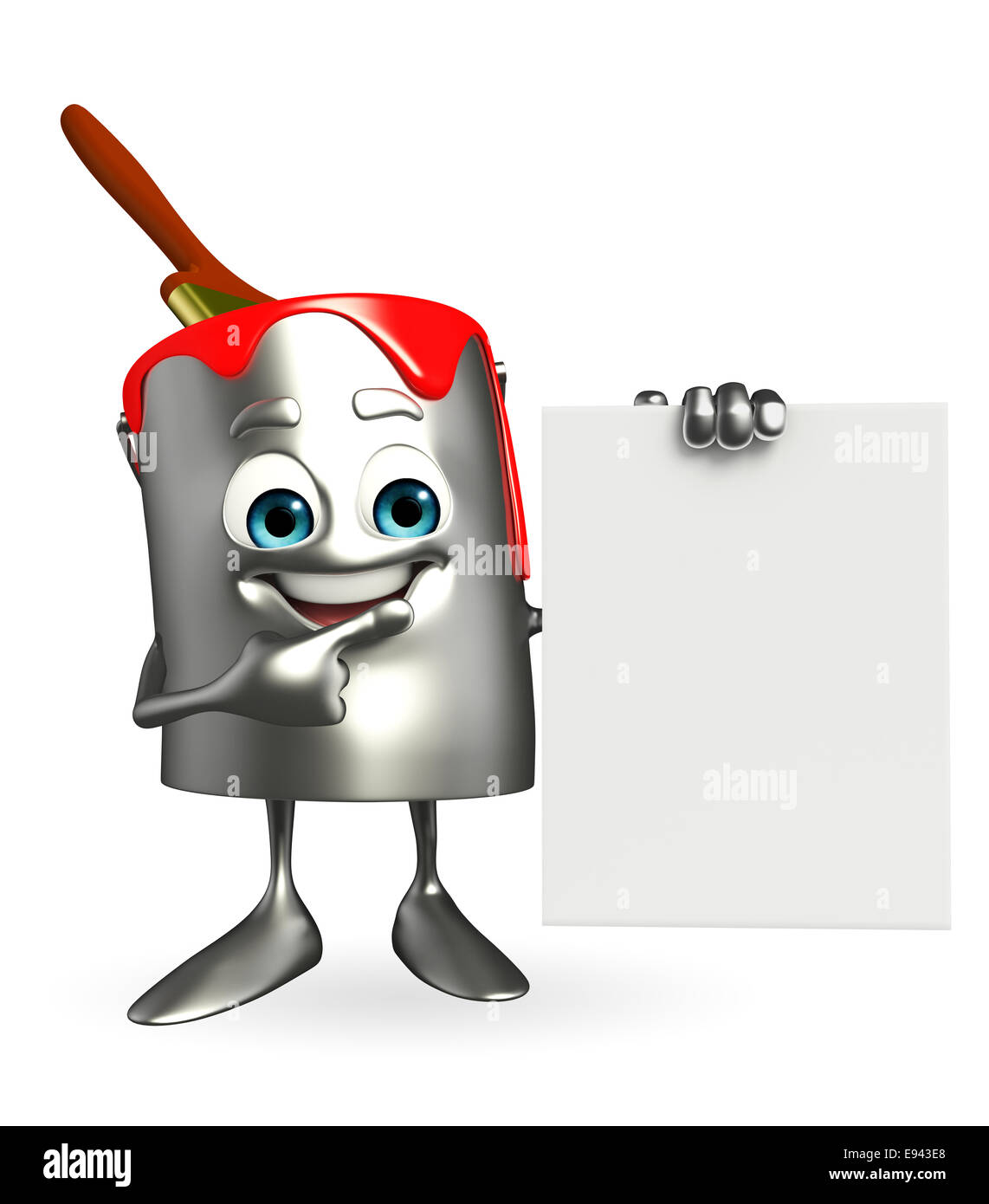 Cartoon Character of paint bucket with sign Stock Photo - Alamy