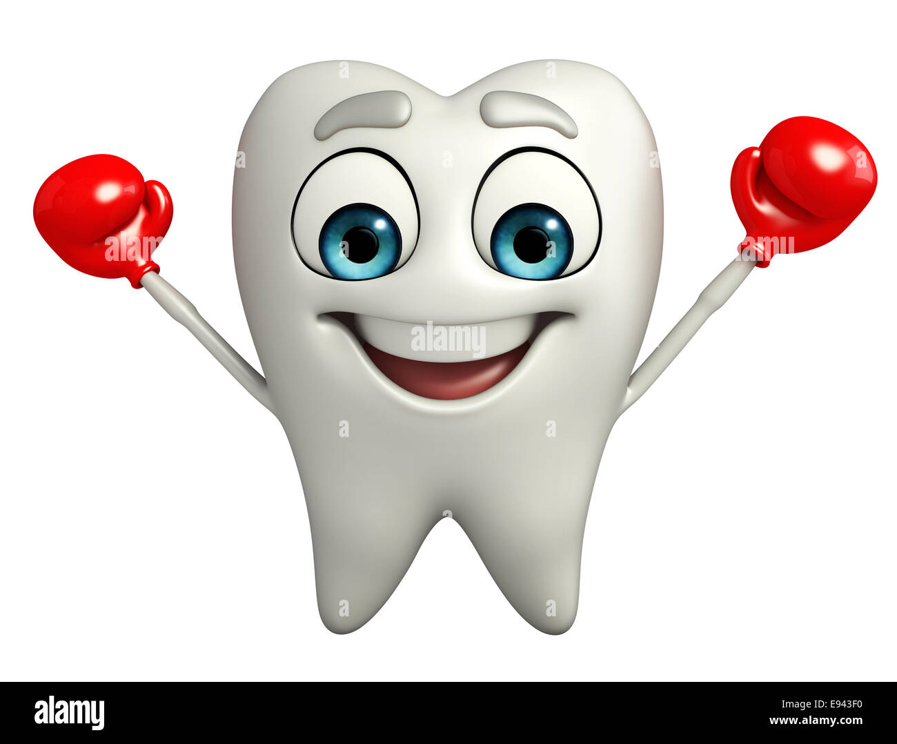 Cartoon character of teeth with Boxing Gloves Stock Photo - Alamy