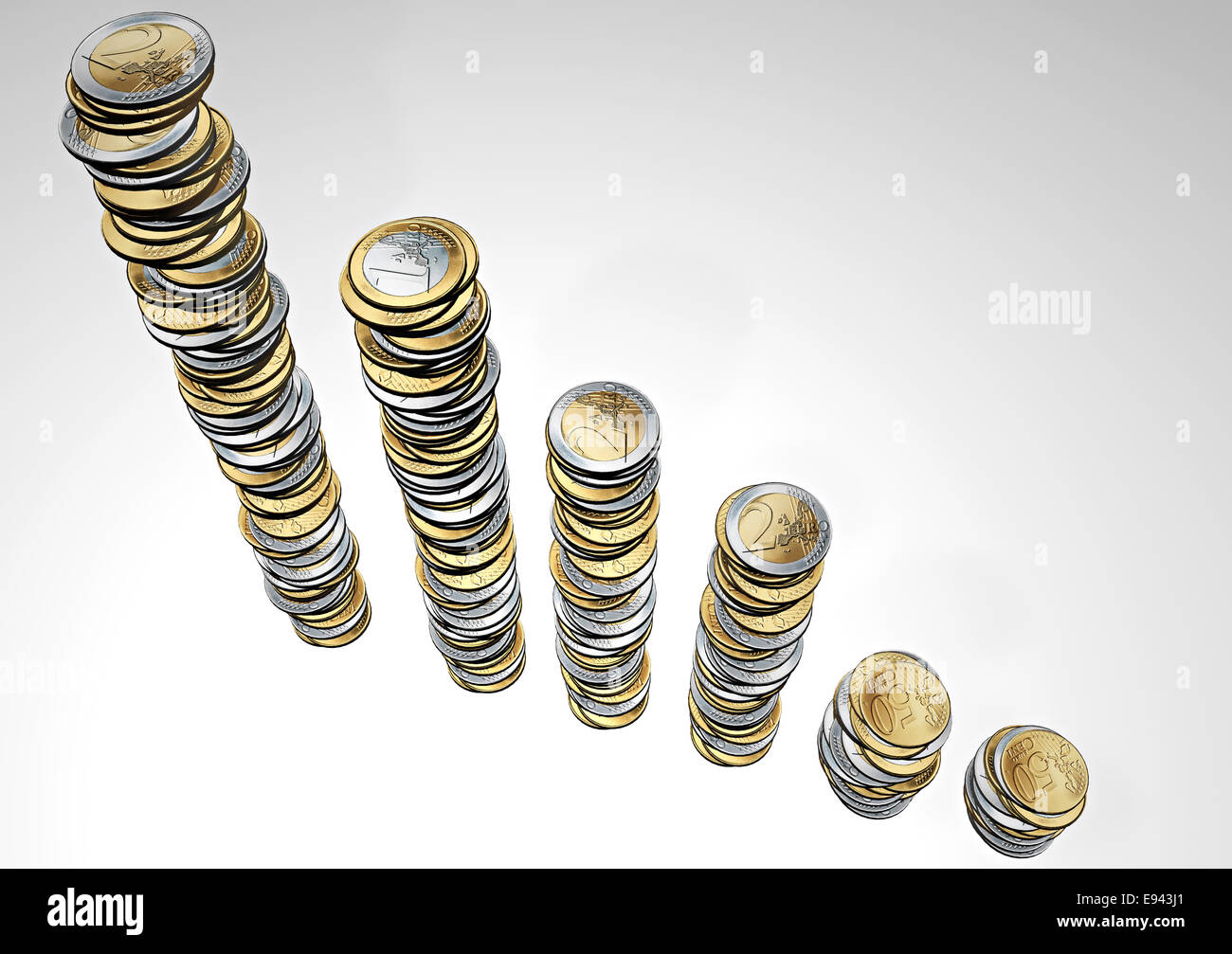 Stacks of coins forming a histogram Stock Photo - Alamy