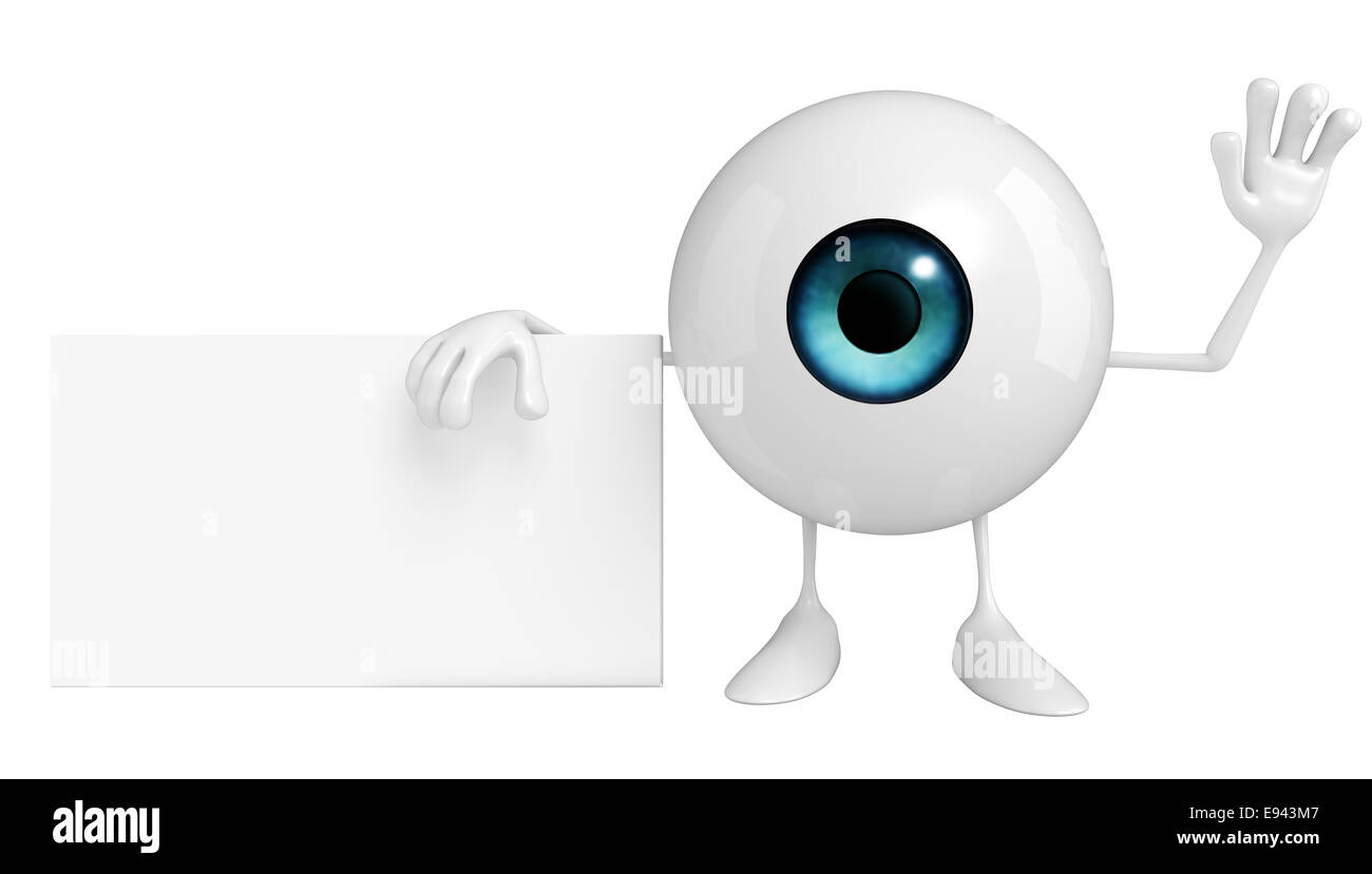 Cartoon character of eye with sign Stock Photo - Alamy