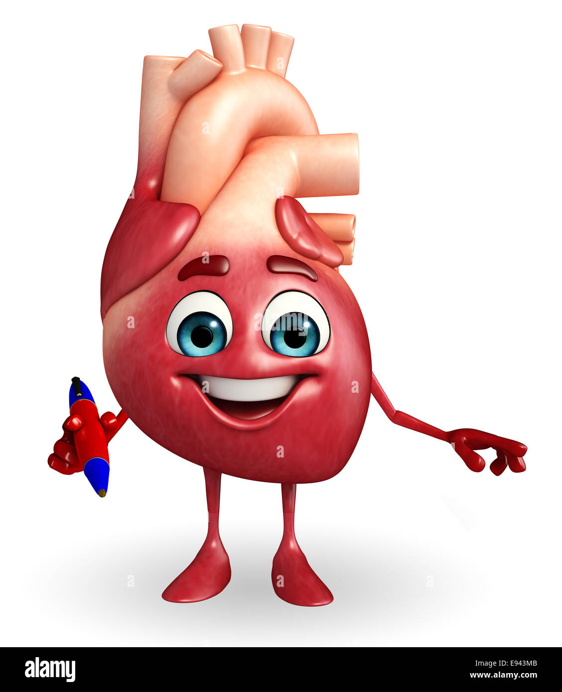 Cartoon Character of heart with pen Stock Photo - Alamy