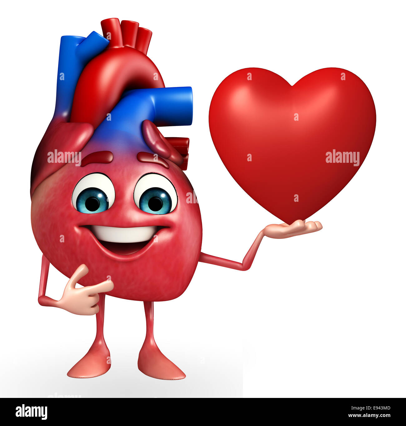 Cartoon Character of heart with red heart Stock Photo - Alamy