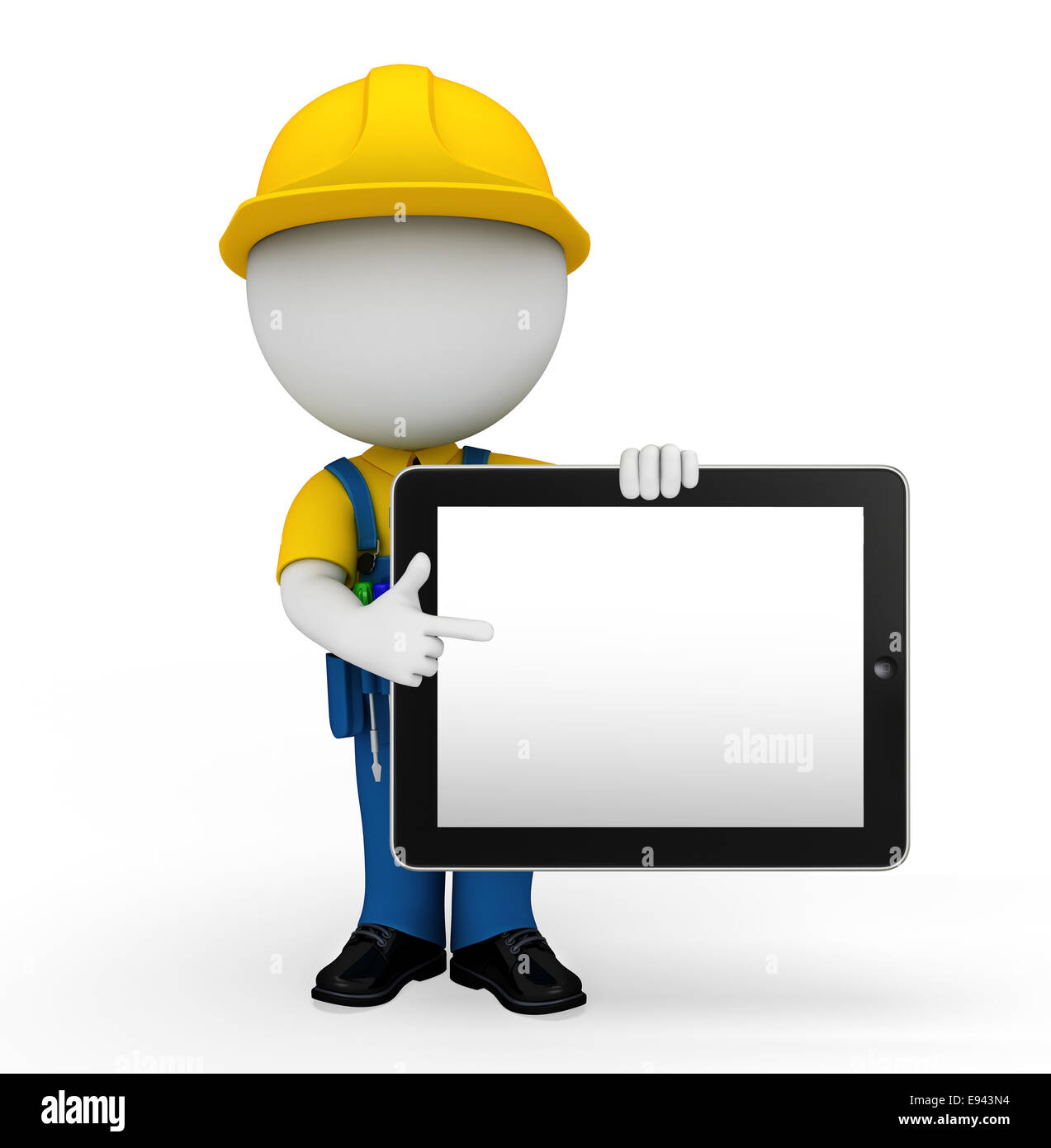 Illustration of white character as a mechanic with tab Stock Photo - Alamy