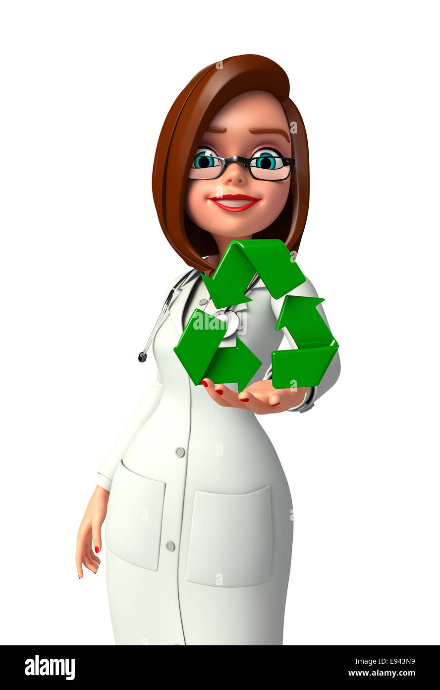 Illustration of young doctor with recycle icon Stock Photo - Alamy