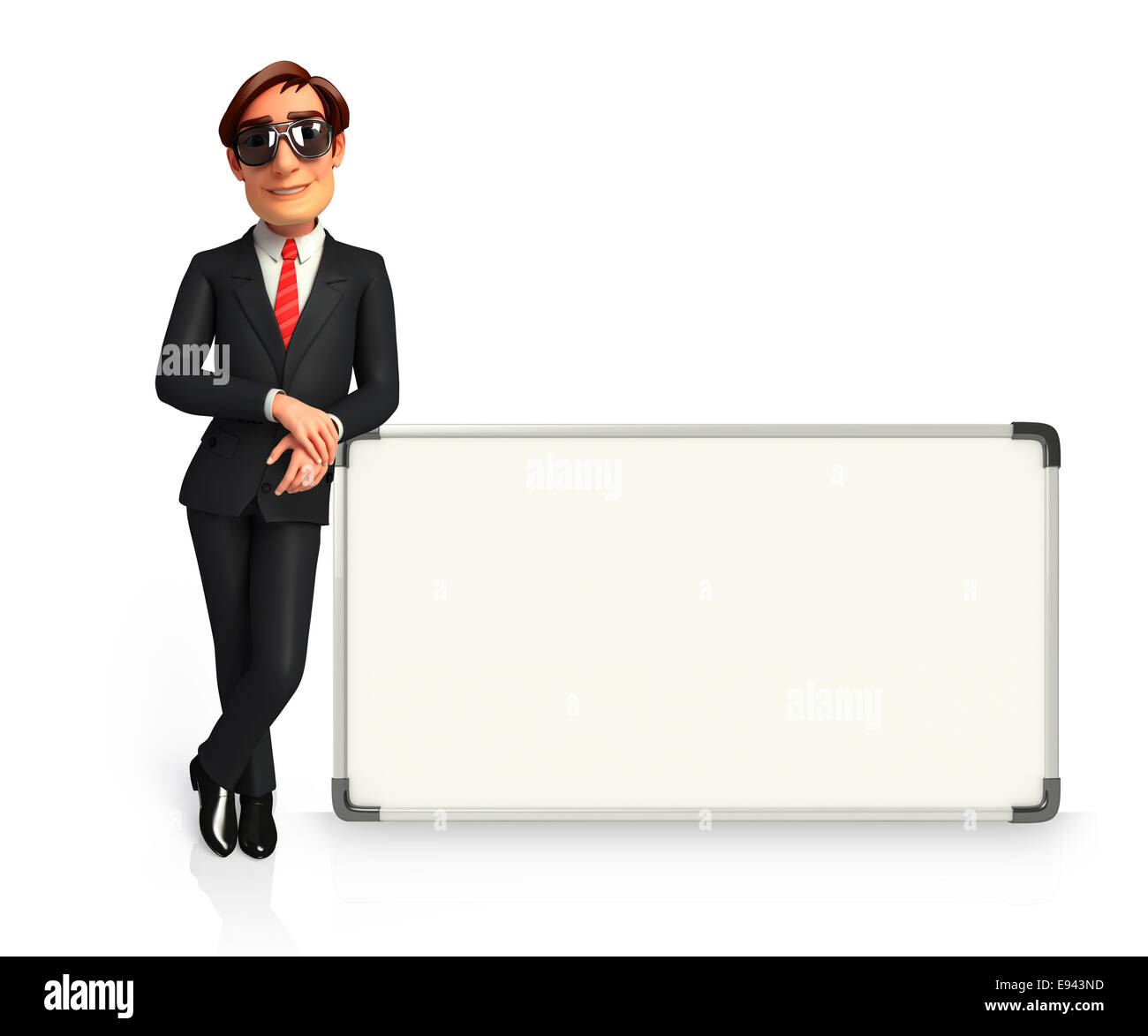 Illustration of Young Business Man with display board Stock Photo - Alamy