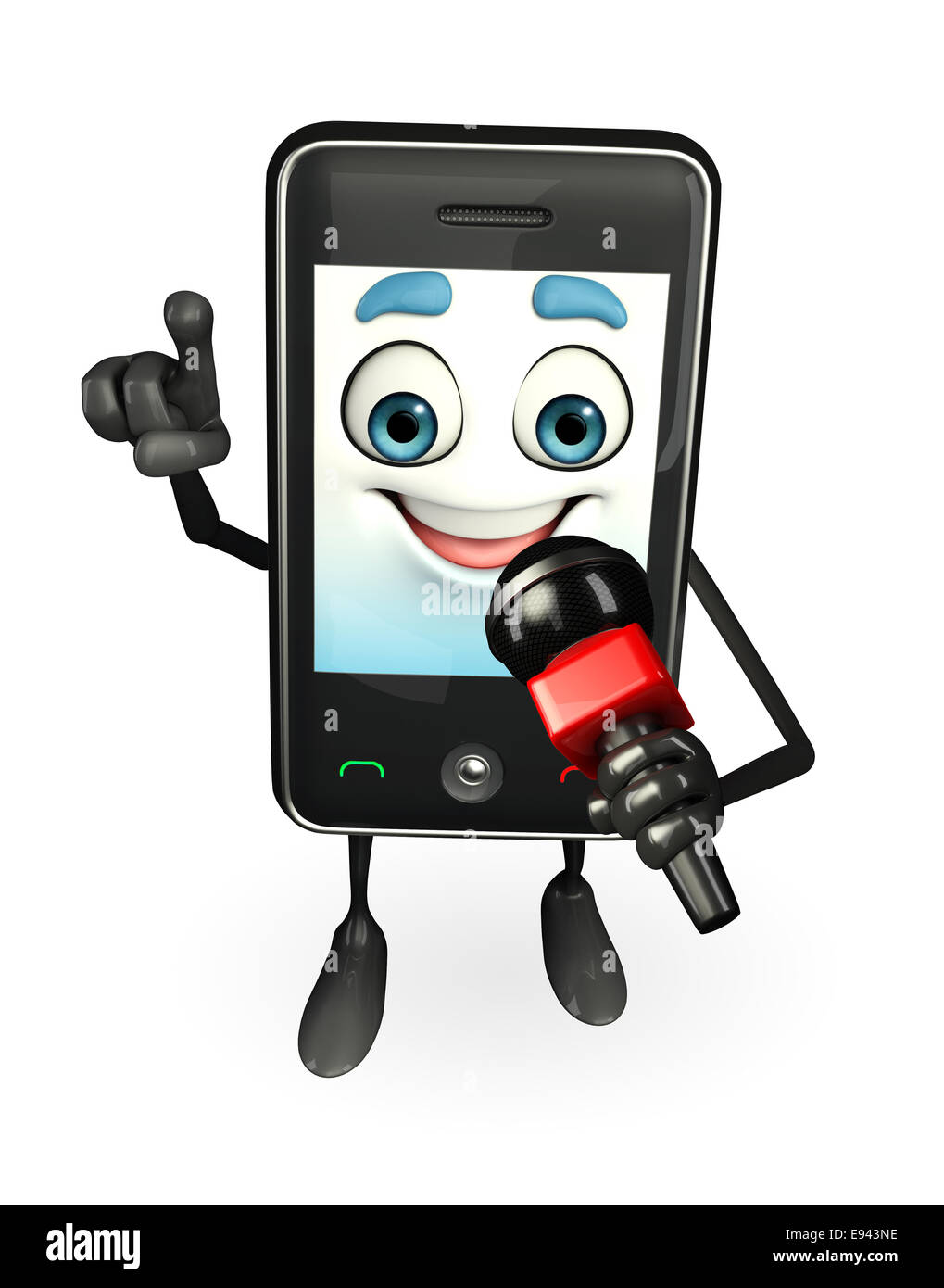 Cartoon Character of Mobile with mike Stock Photo - Alamy