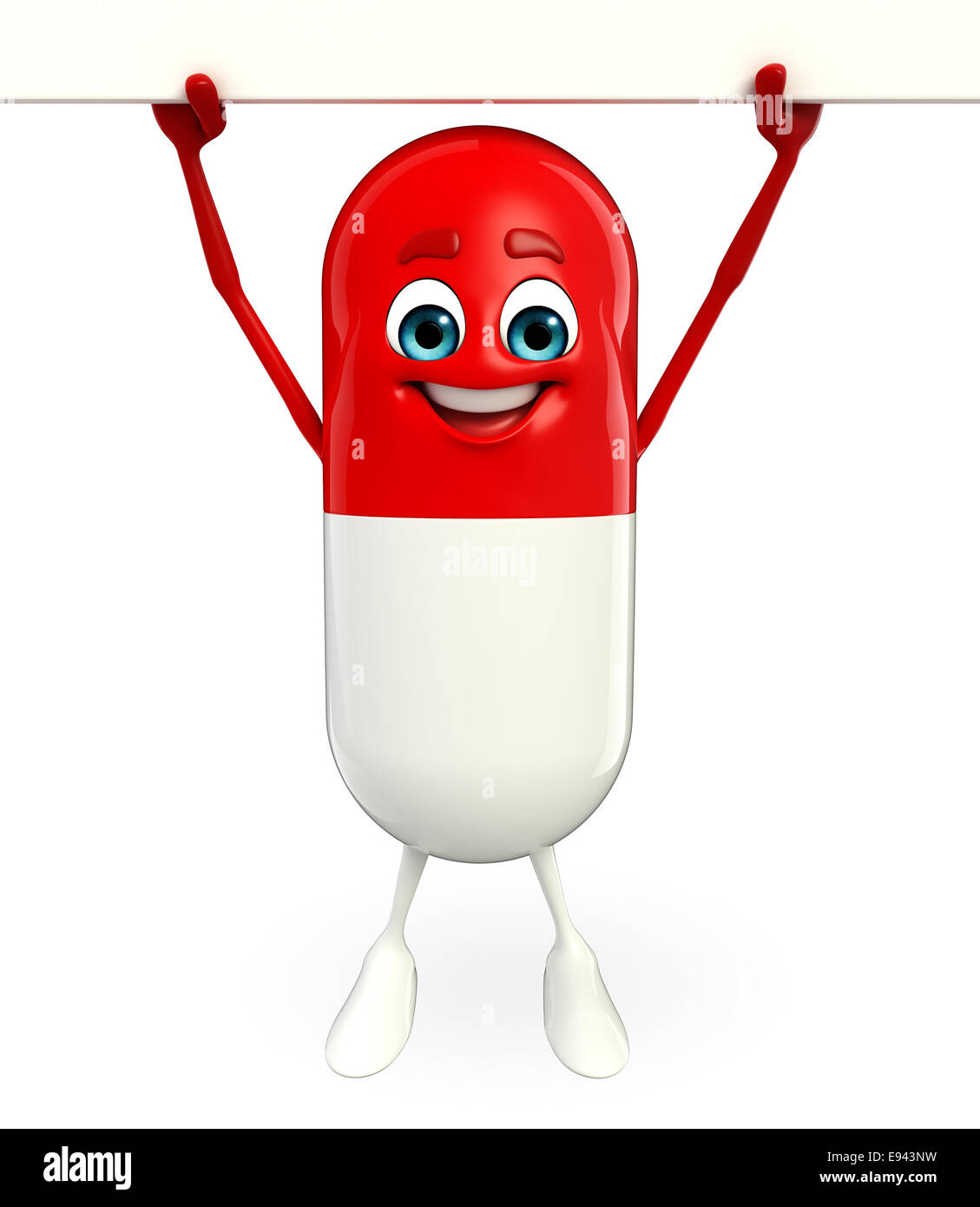 Cartoon character of pill with sign Stock Photo - Alamy
