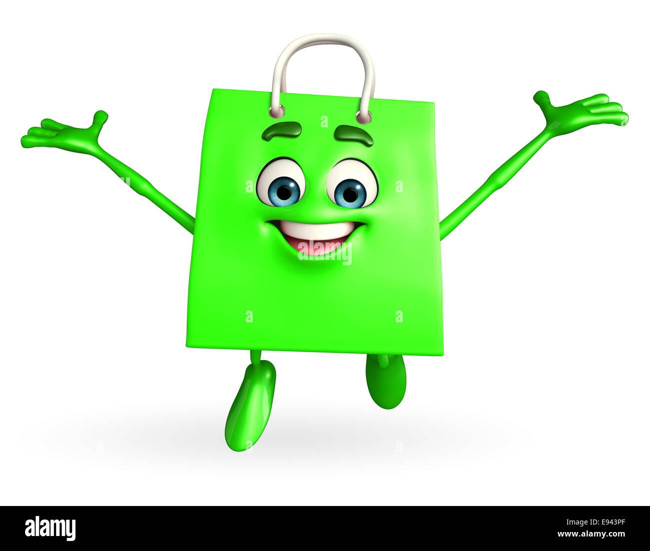 Cartoon Character of shopping bag is jumping Stock Photo - Alamy