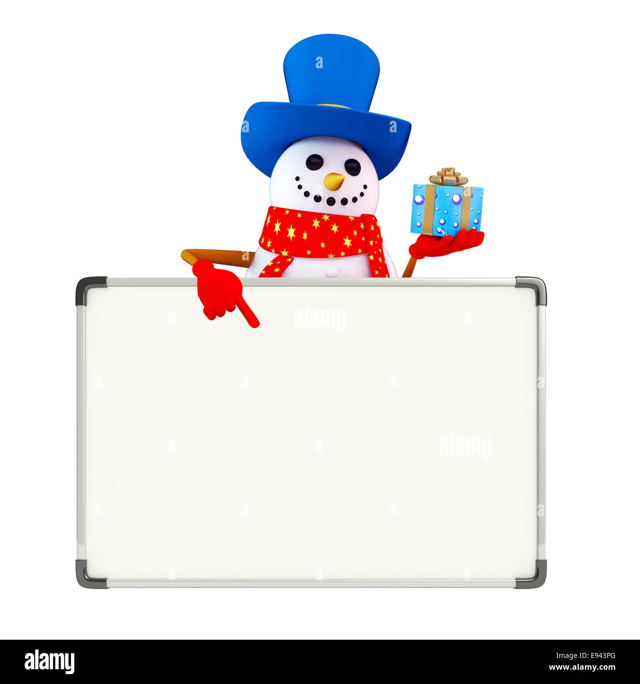 Illustration of snowman character with display board Stock Photo - Alamy