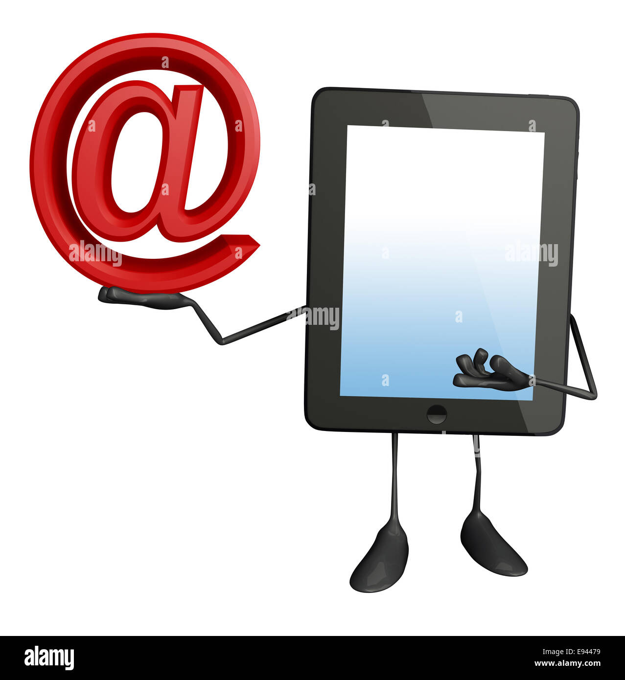 Cartoon character of tab with at the rate sign Stock Photo - Alamy