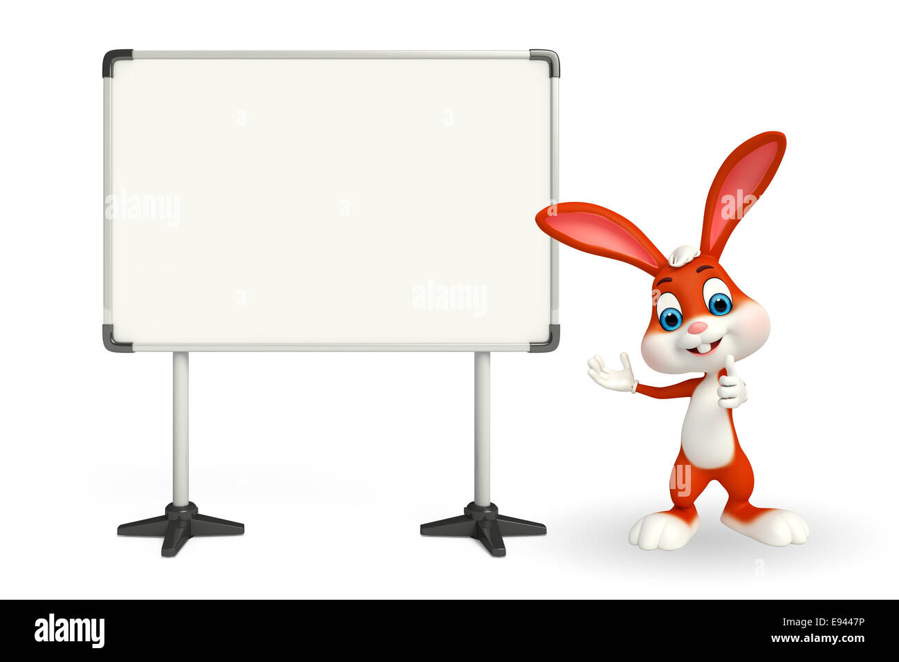 Cartoon Character of Easter Bunny with display board Stock Photo - Alamy