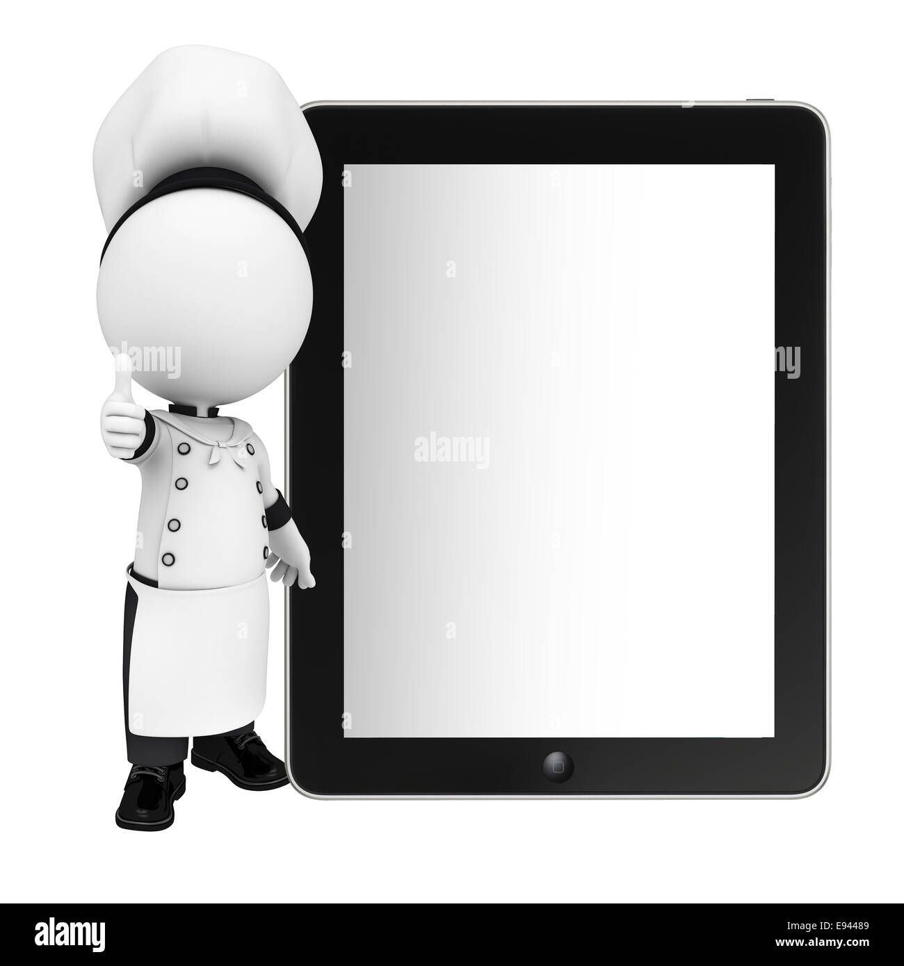Illustration of white character as a chef with tab Stock Photo - Alamy