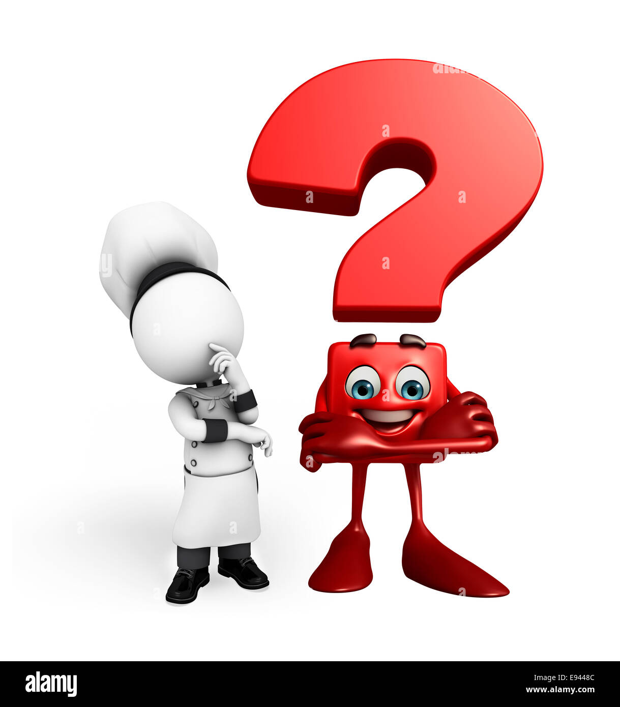 Illustration of white character as a chef with question mark Stock ...