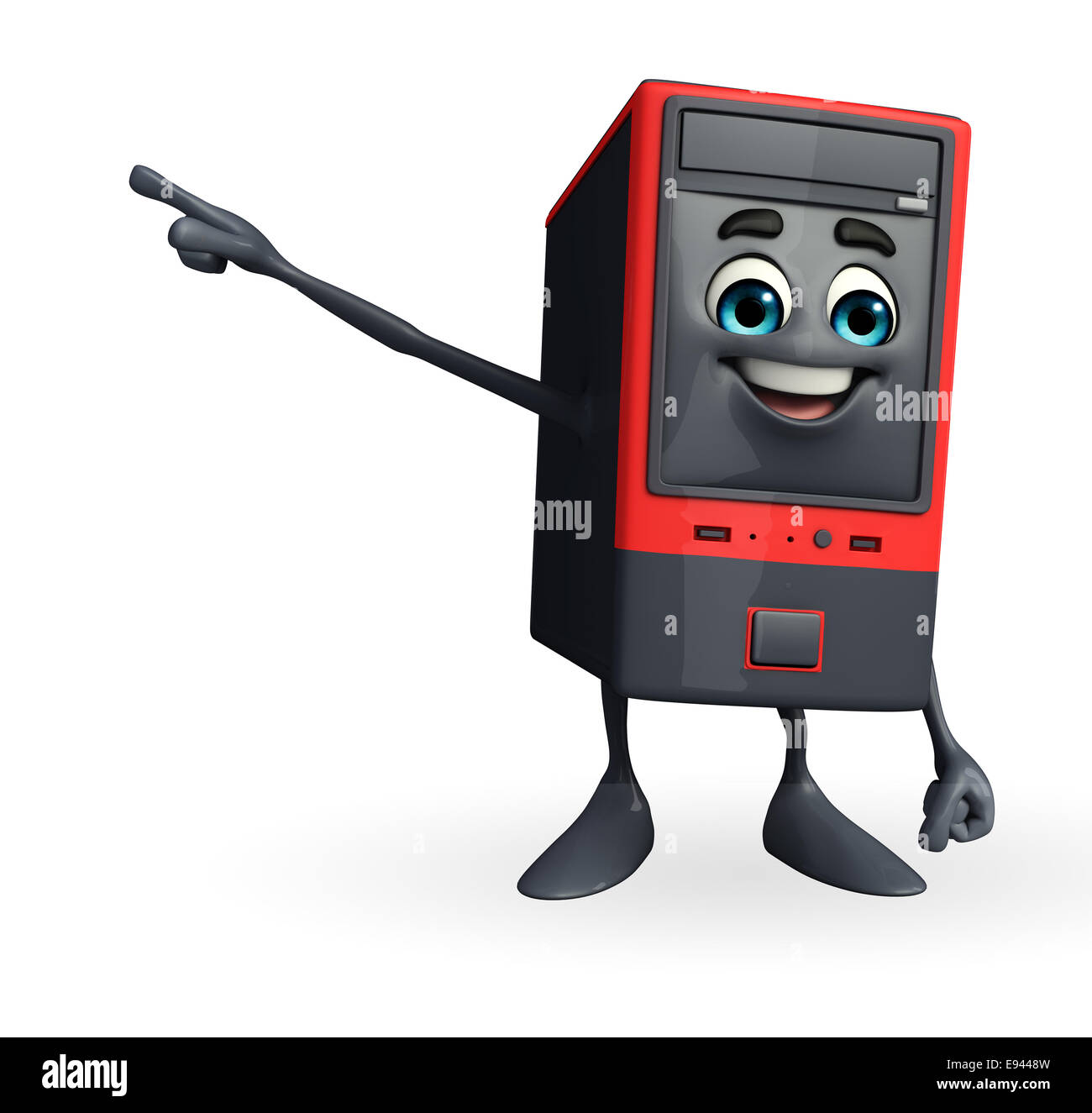 Cartoon Character of Computer Cabinet with pointing pose Stock Photo ...