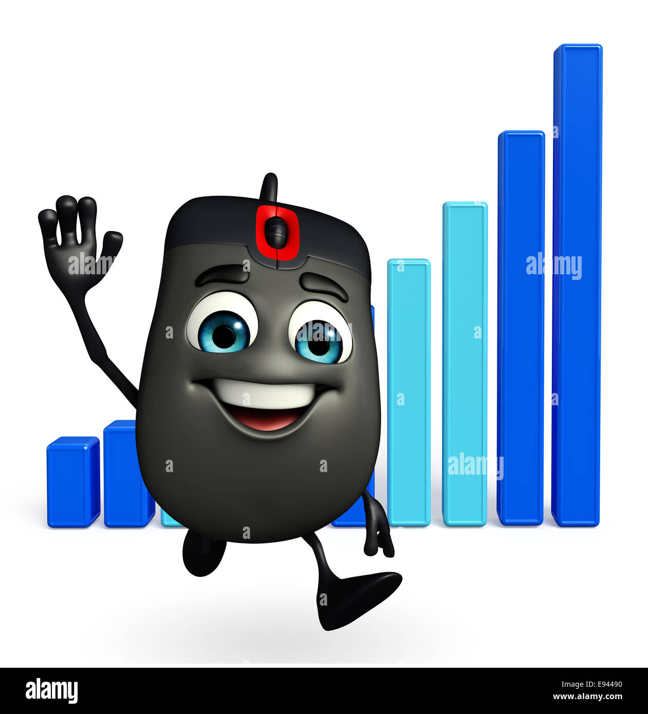 Cartoon Character of Computer Mouse with Business graph Stock Photo - Alamy