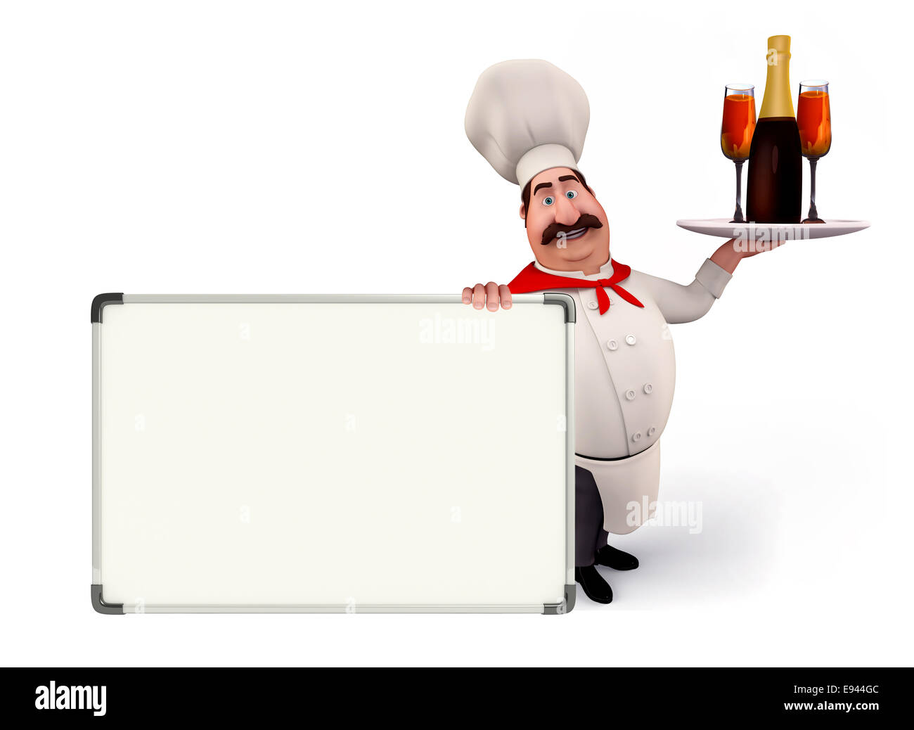 Illustration of young chef with display board Stock Photo - Alamy