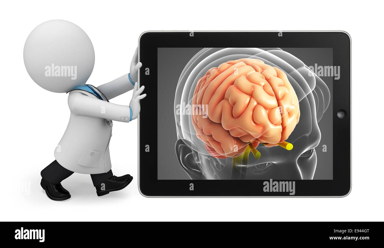 Illustration of young doctor with brain anatomy Stock Photo - Alamy