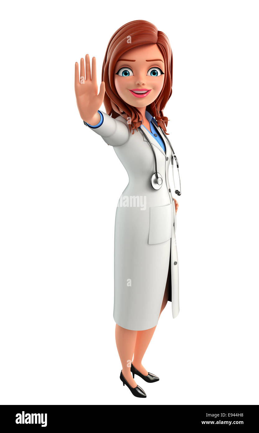 Illustration of Young Doctor with stop pose Stock Photo - Alamy