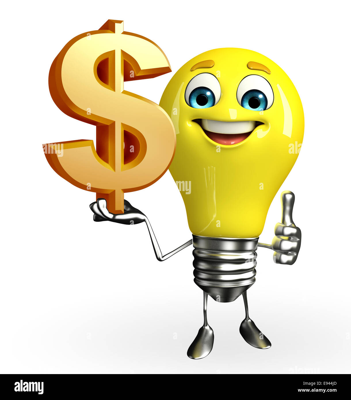 Cartoon Character of light bulb with dollar sign Stock Photo - Alamy
