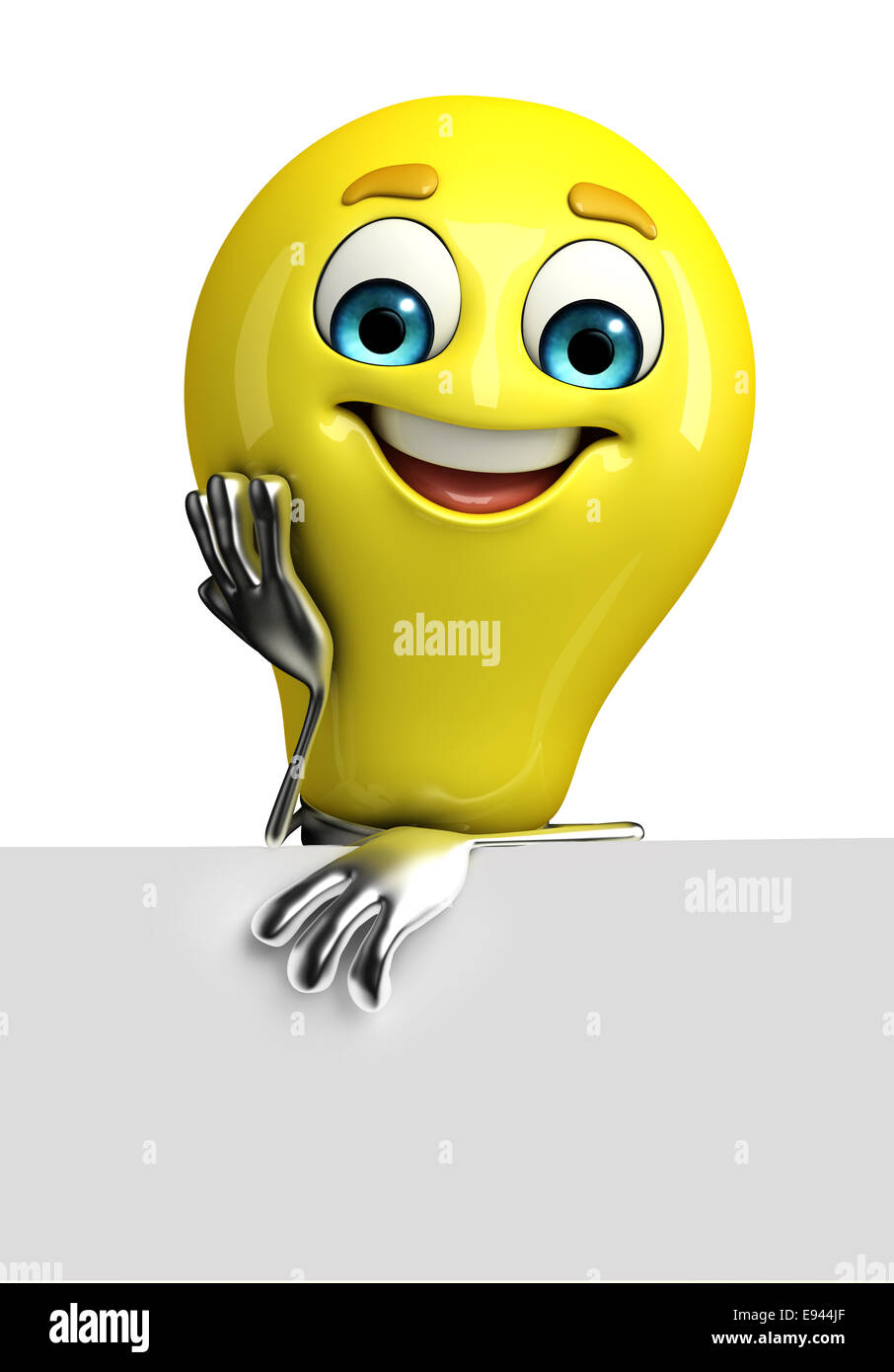 Cartoon Character of light bulb with sign Stock Photo - Alamy