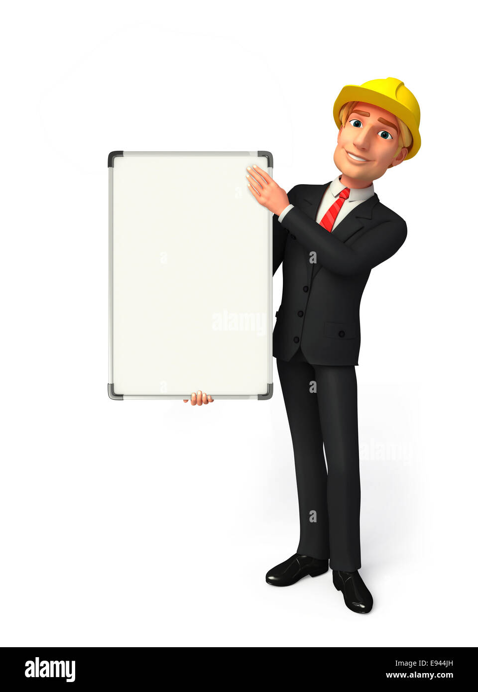 Illustration of Young Business Man with display board Stock Photo - Alamy