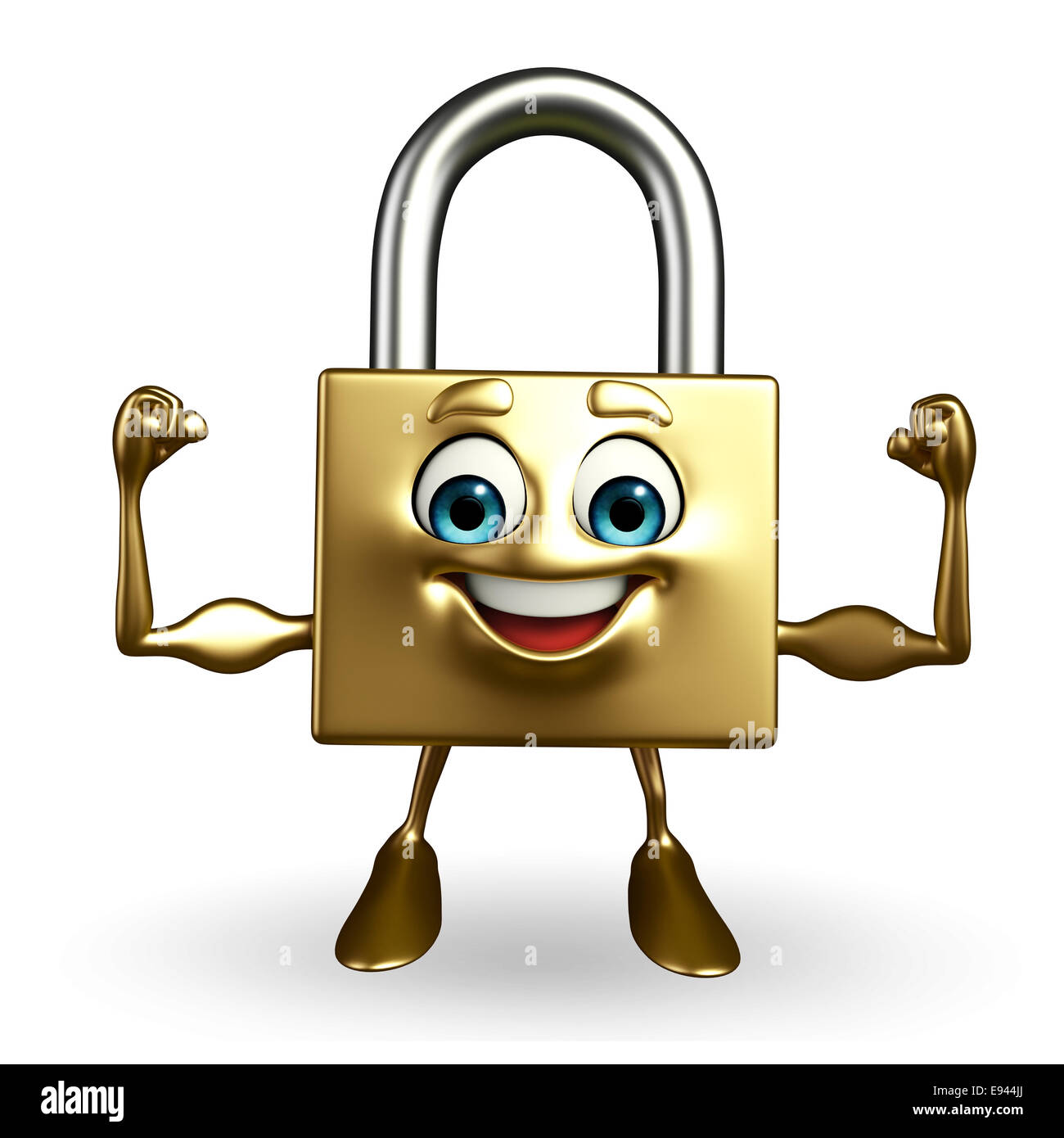 Cartoon Character of lock with bodybuilding pose Stock Photo - Alamy