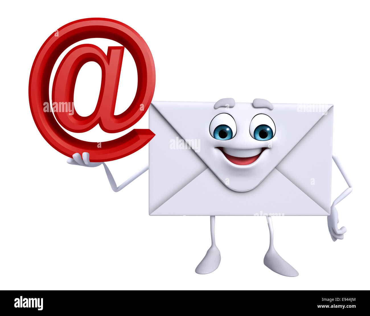 Cartoon Character of mail with at the rate sign Stock Photo - Alamy