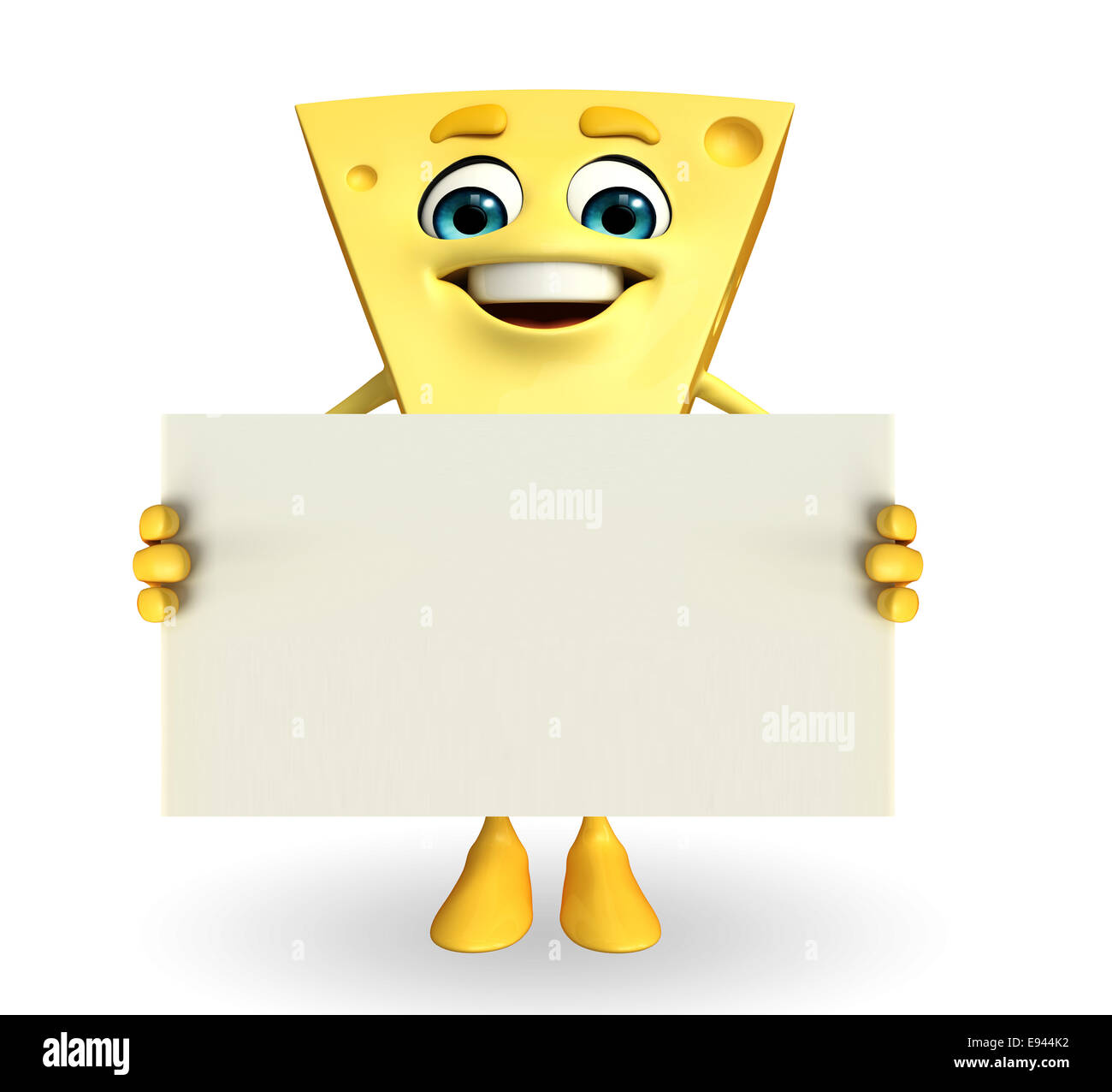 Cartoon Character of Cheese with sign Stock Photo - Alamy