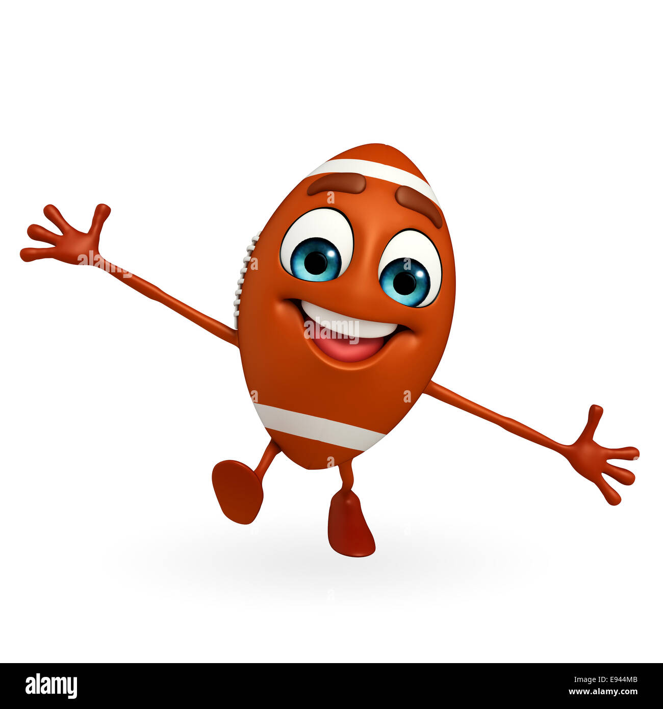 Cartoon Character of rugby ball with running pose Stock Photo - Alamy